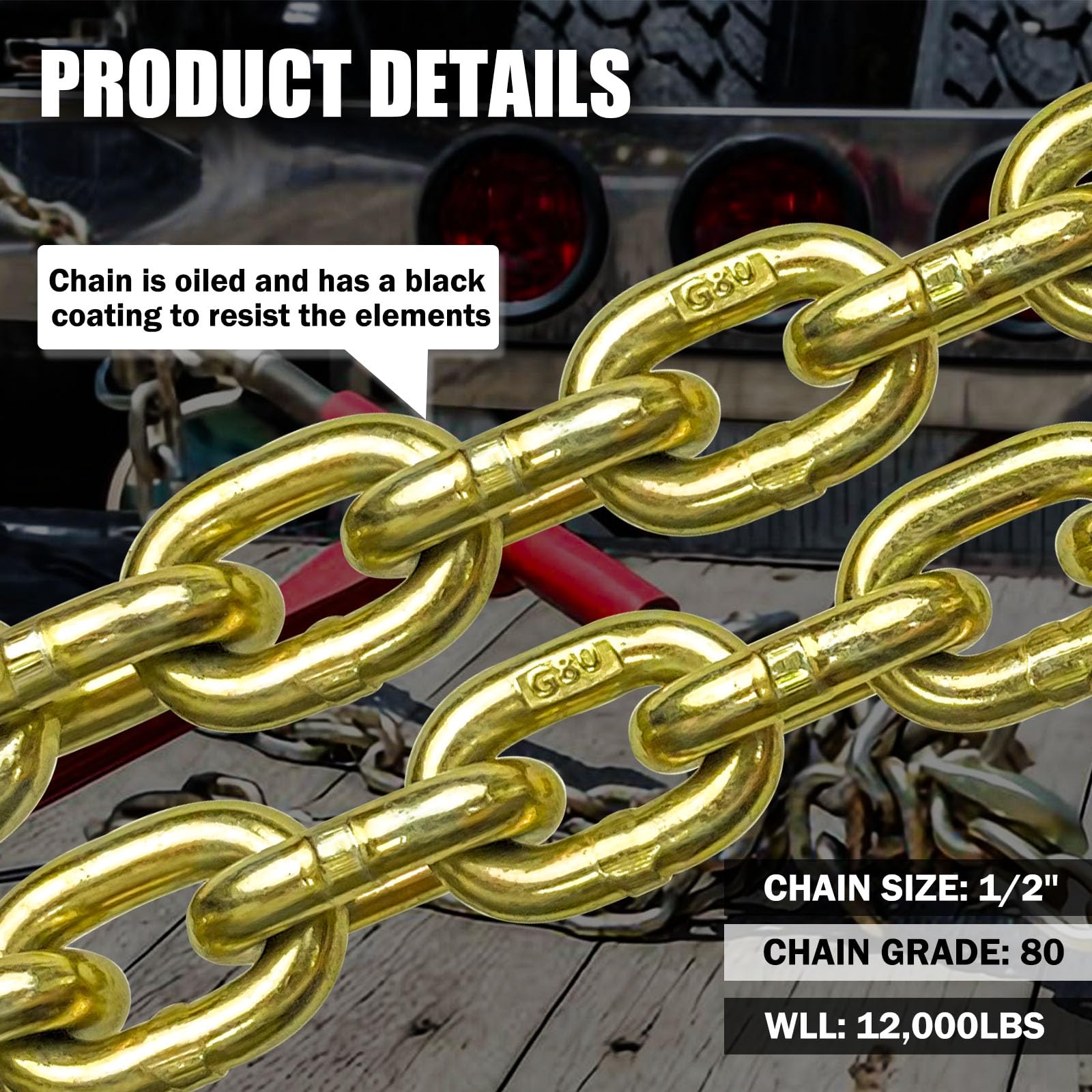 Snapklik.com : FITHOIST G80 Transport Binder Chain 1/2 Inch X 20 Foot ...