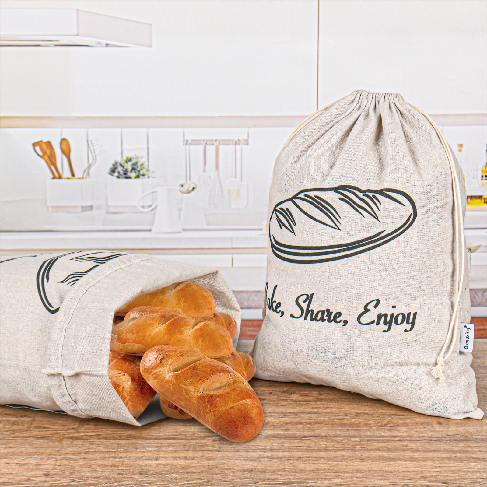 Amazon.com: Linen Bread Bags - 2-Pack 11 x 15 inch Ideal for Homemade ...