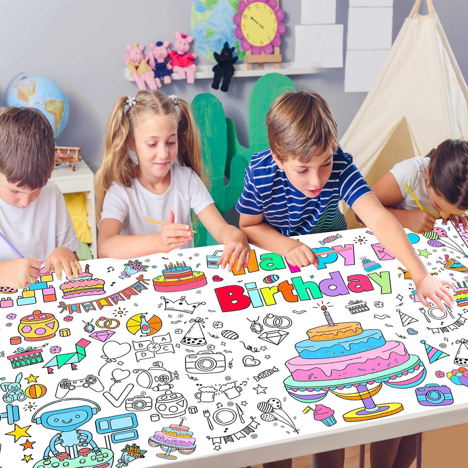 Snapklik.com : Happy Birthday Coloring Poster, Giant Coloring Poster ...