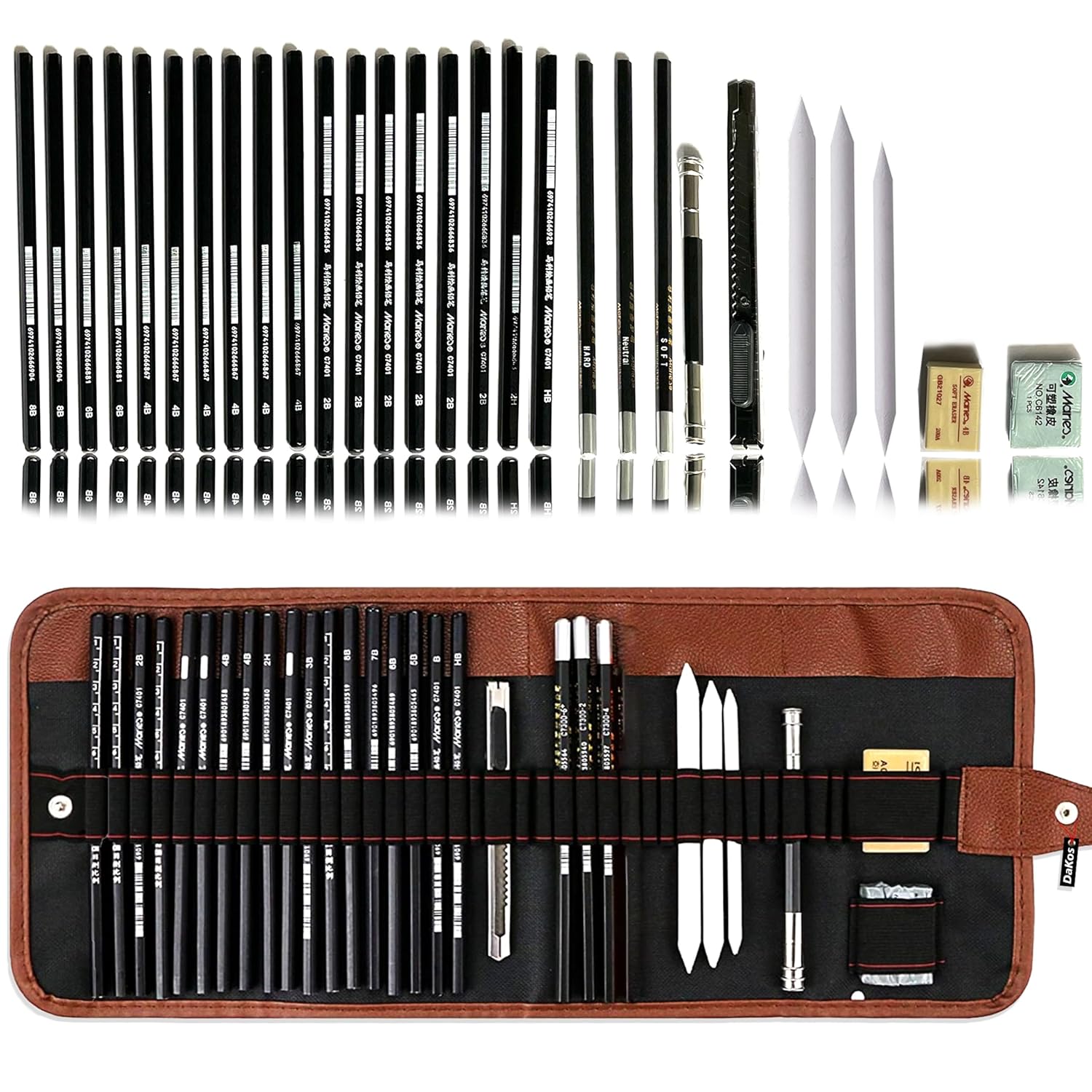 DaKos 29 Pieces Professional Sketching & Drawing Art Tool Kit with ...