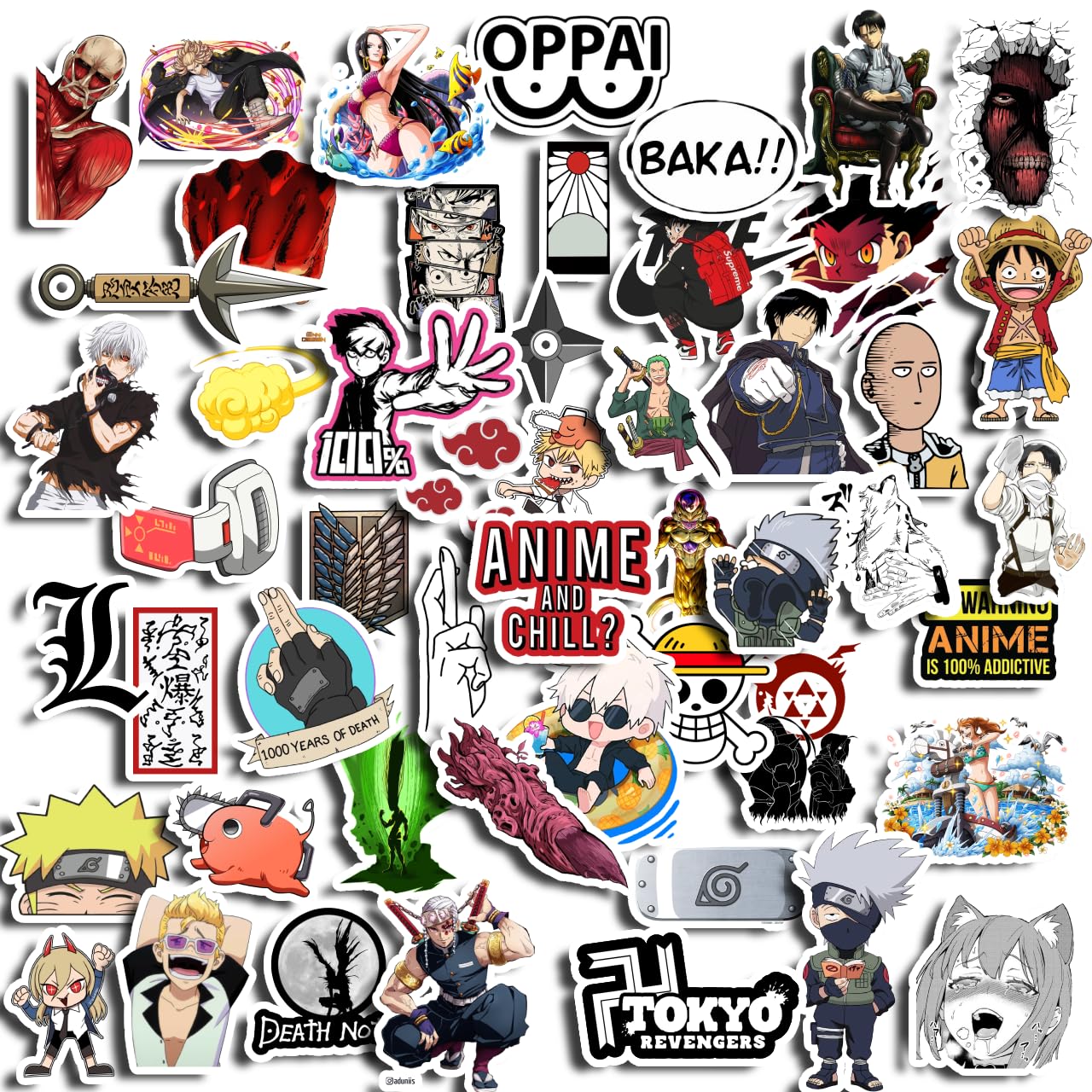 Pack of 50 Random Anime Aesthetic Vinyl Stickers for Laptop, Journal ...