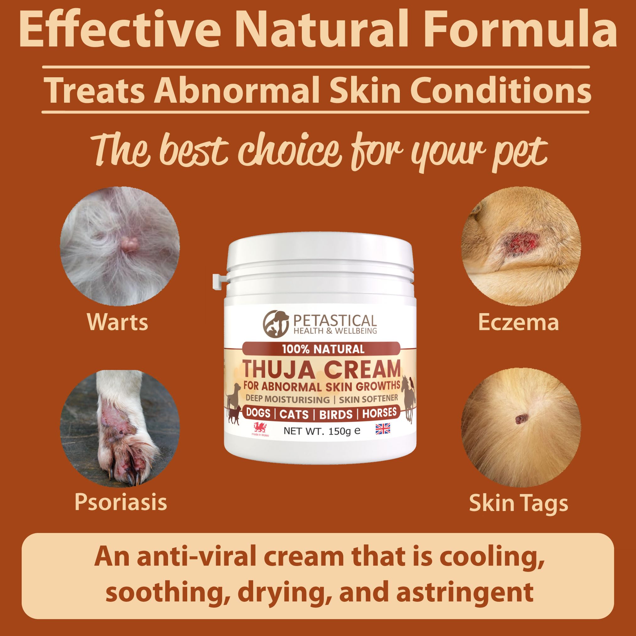 Petastical Thuja Cream, Wart Remover for Dogs, Cats, Horse, Birds ...