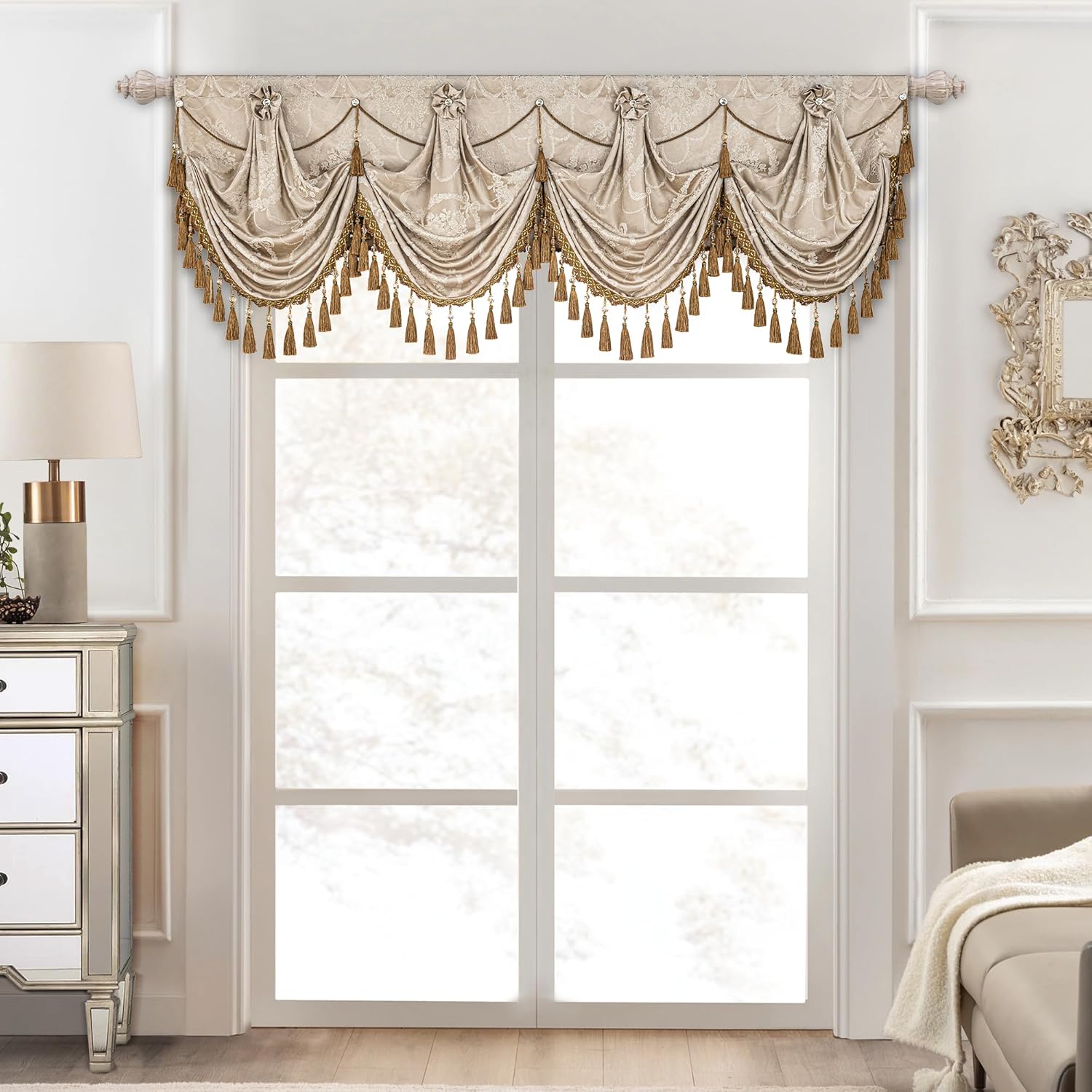 Amazon.com: Loom and Mill Luxury Waterfall Valances for Windows ...