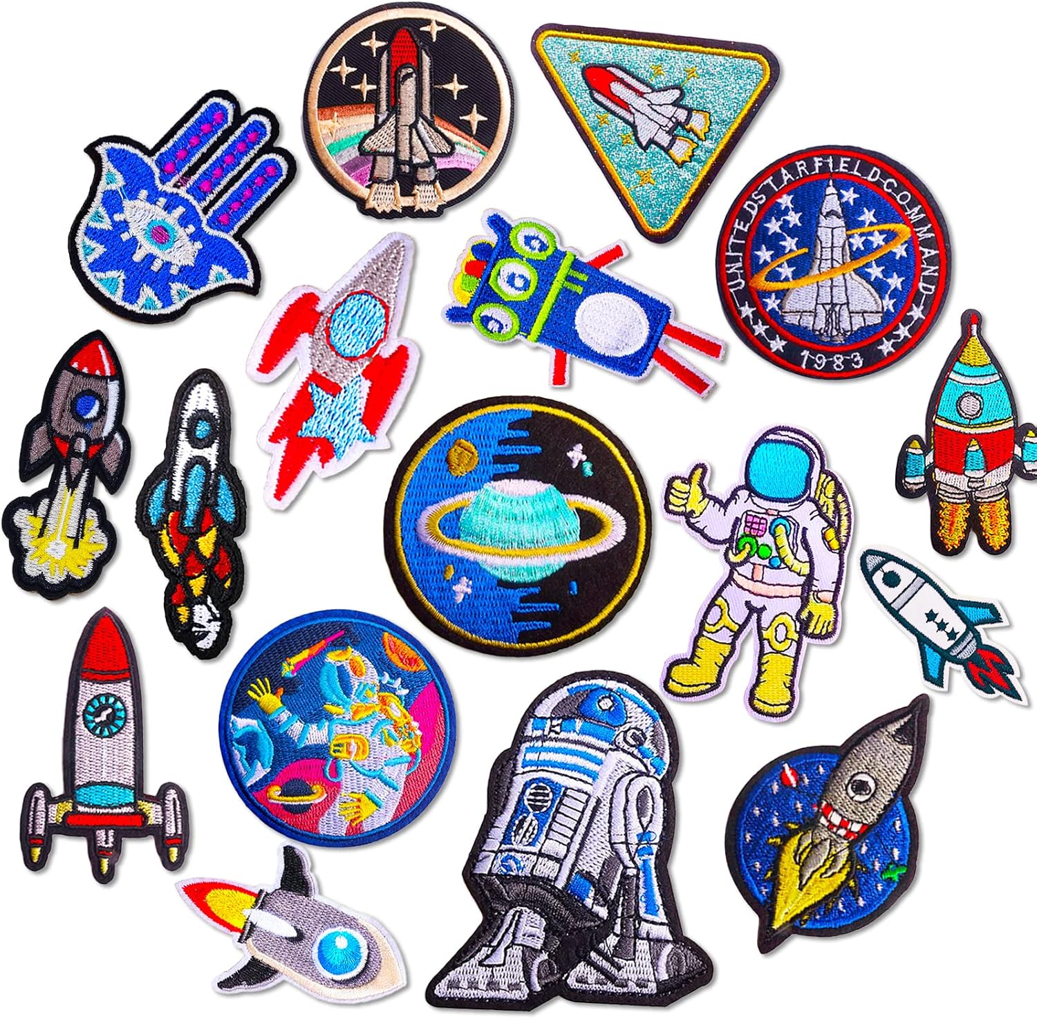 Amazon.com: 17Pcs Space Embroidered Iron on Patches, Cute Astronauts ...
