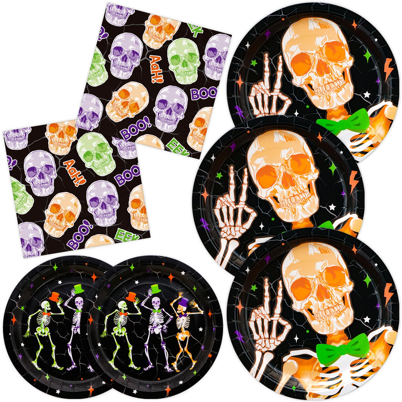 Snapklik.com : Skeleton Halloween Party Supplies, Skull Paper Dinner ...