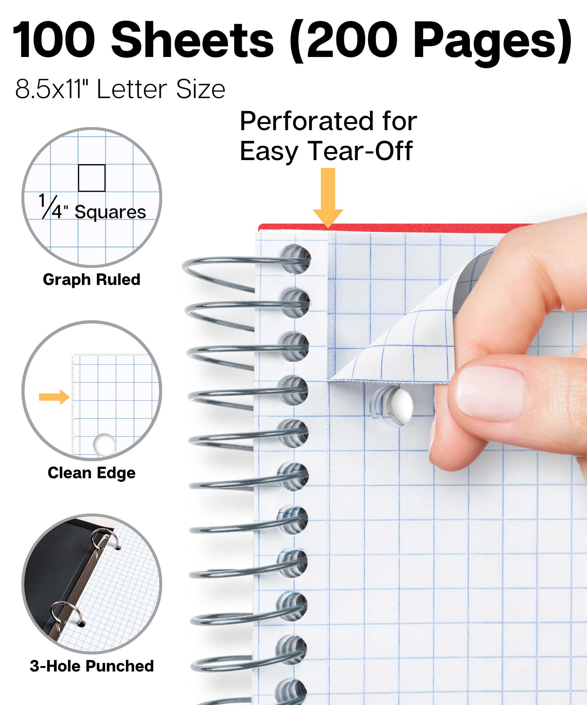 Snapklik.com : Dunwell Graph Ruled Notebook 4x4 (Red) Plastic Cover ...