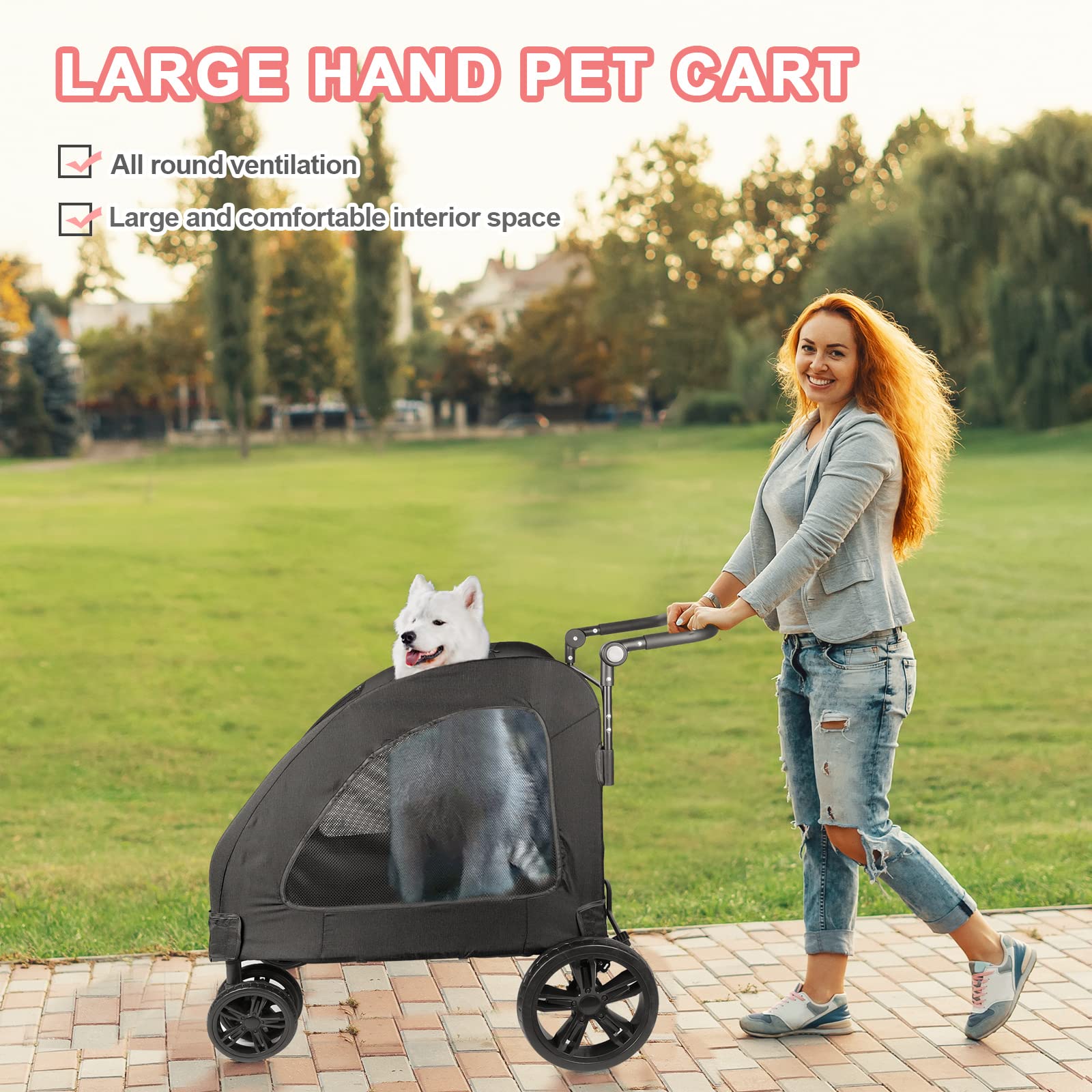 Timati 4 Wheels Dog Stroller Foldable Pet Jogger Stroller for Single or ...