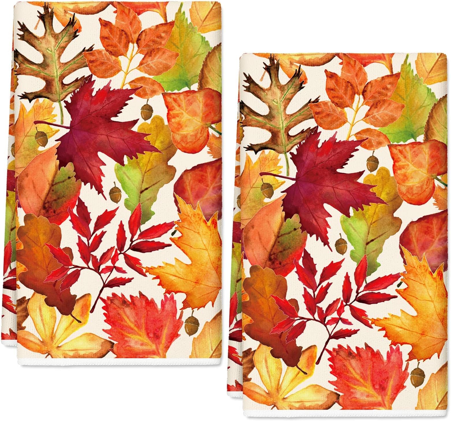 Amazon.com: Fall Kitchen Towels Maple Leaf Pumpkin Plaid Hand Towels ...