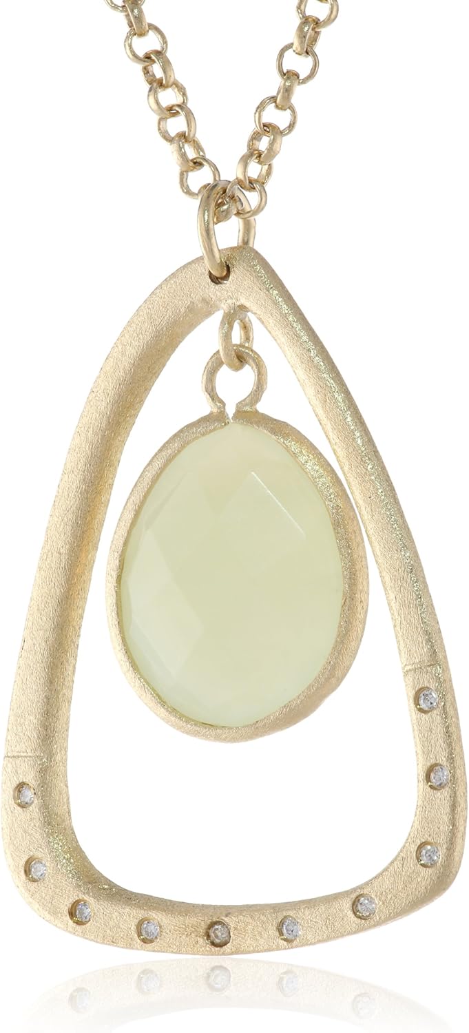 Amazon.com: Amazon Collection Goldtone Light Green Jade Pendant ...