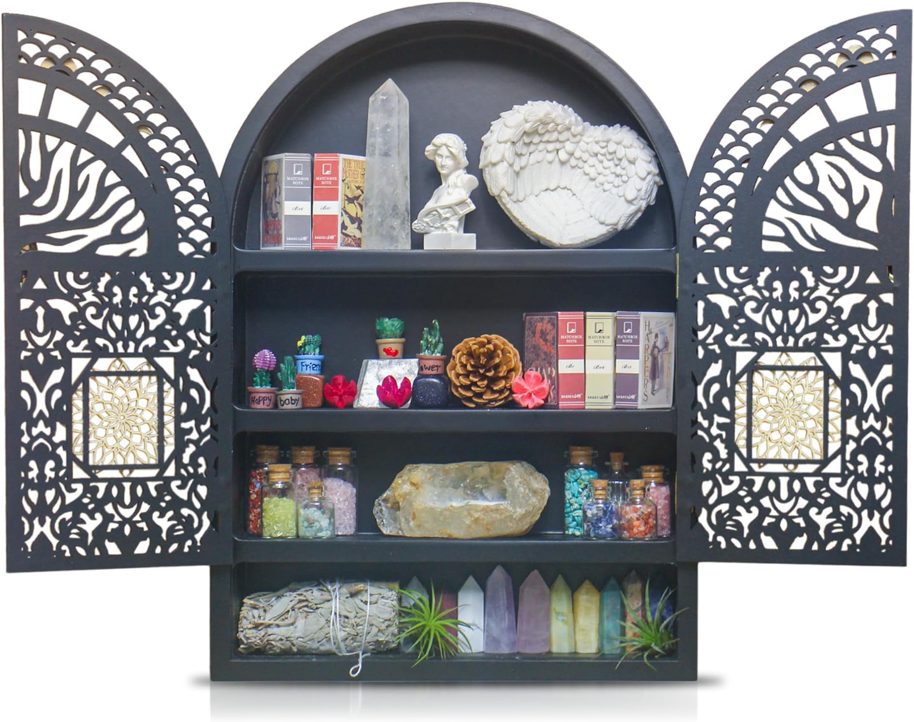 Amazon.com: LIFVEAN Wooden Crescent Moon Shelf - Moon Crystal Shelf ...