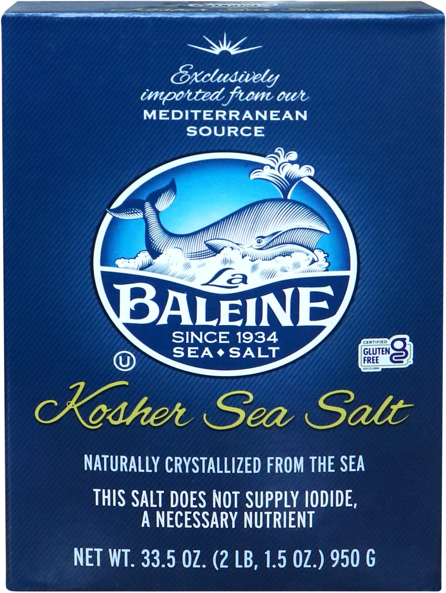 Amazon.com : La Baleine Kosher Sea Salt, 33.5oz : Grocery & Gourmet Food