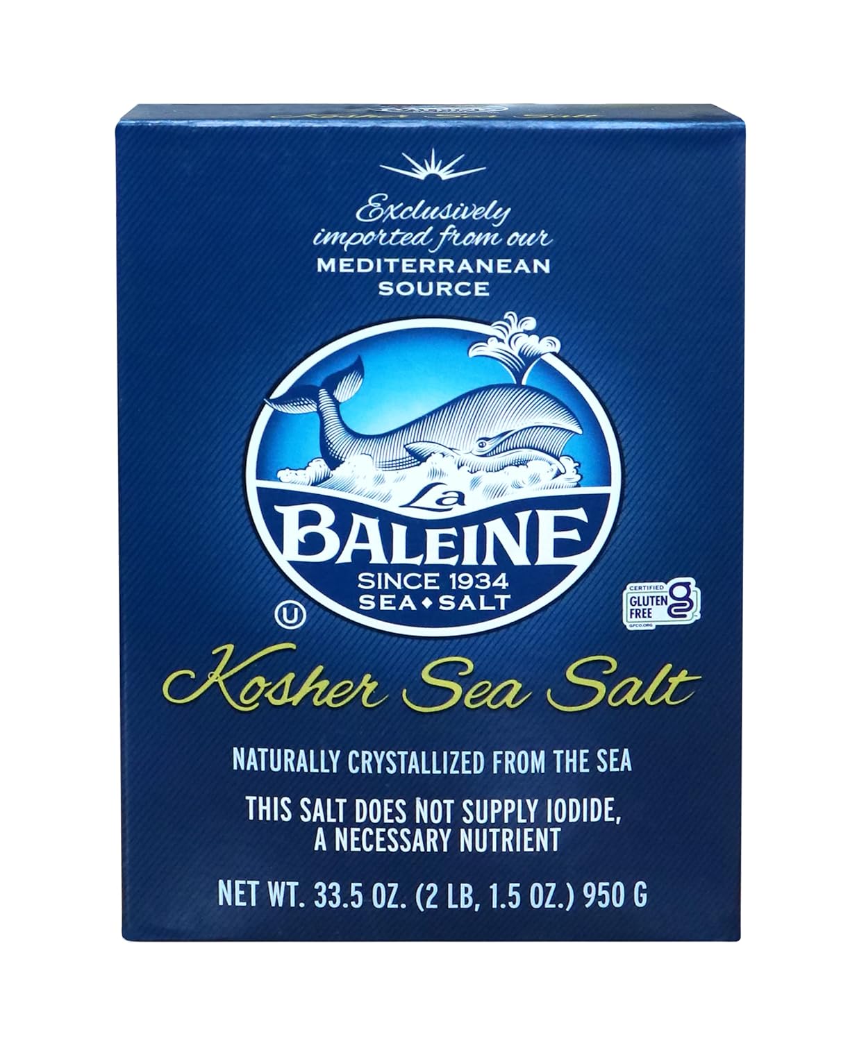 Amazon.com : La Baleine Kosher Sea Salt, 33.5oz : Grocery & Gourmet Food