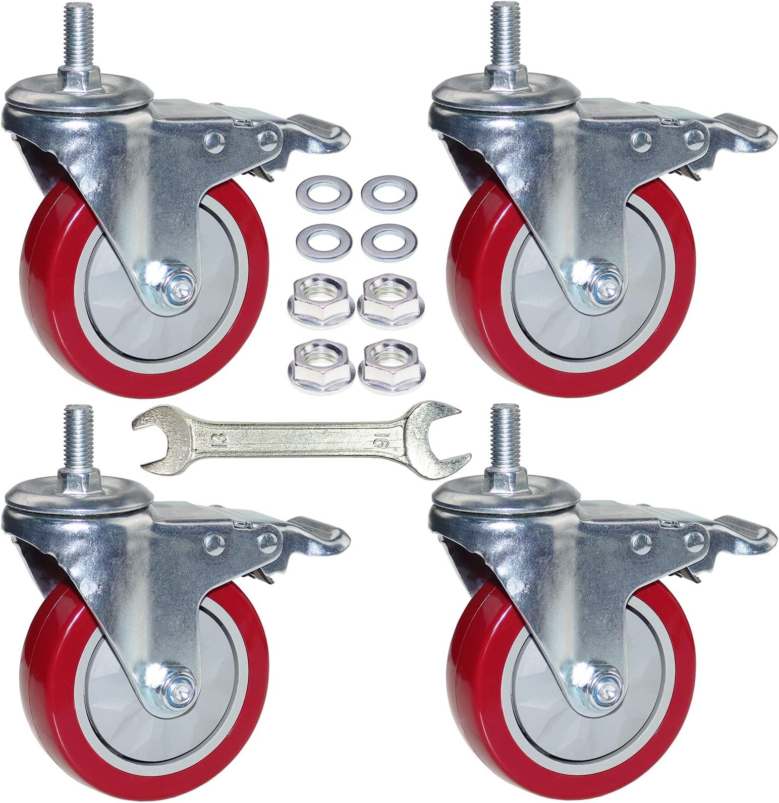 DICASAL 4 Inch Heavy Duty Stem Casters 360 Degree Swivel Thread Wheels ...