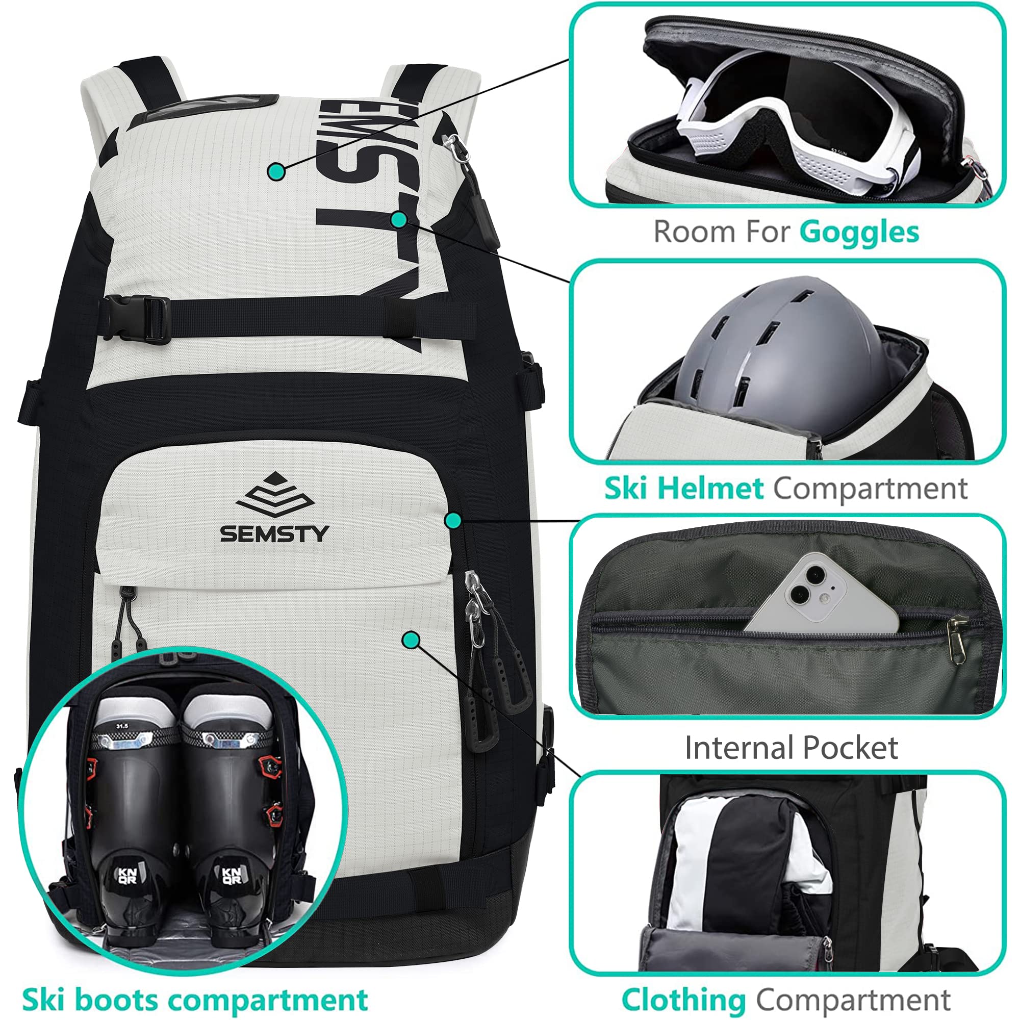 Snapklik.com : Ski Boot Bag, 55L Waterproof Ski And Snowboard Boots ...