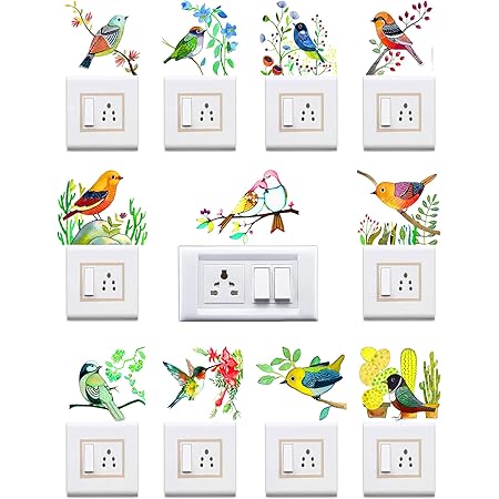 WallDesign Vinyl Cute Baby Elephants Switchboard Sticker (Multicolour ...