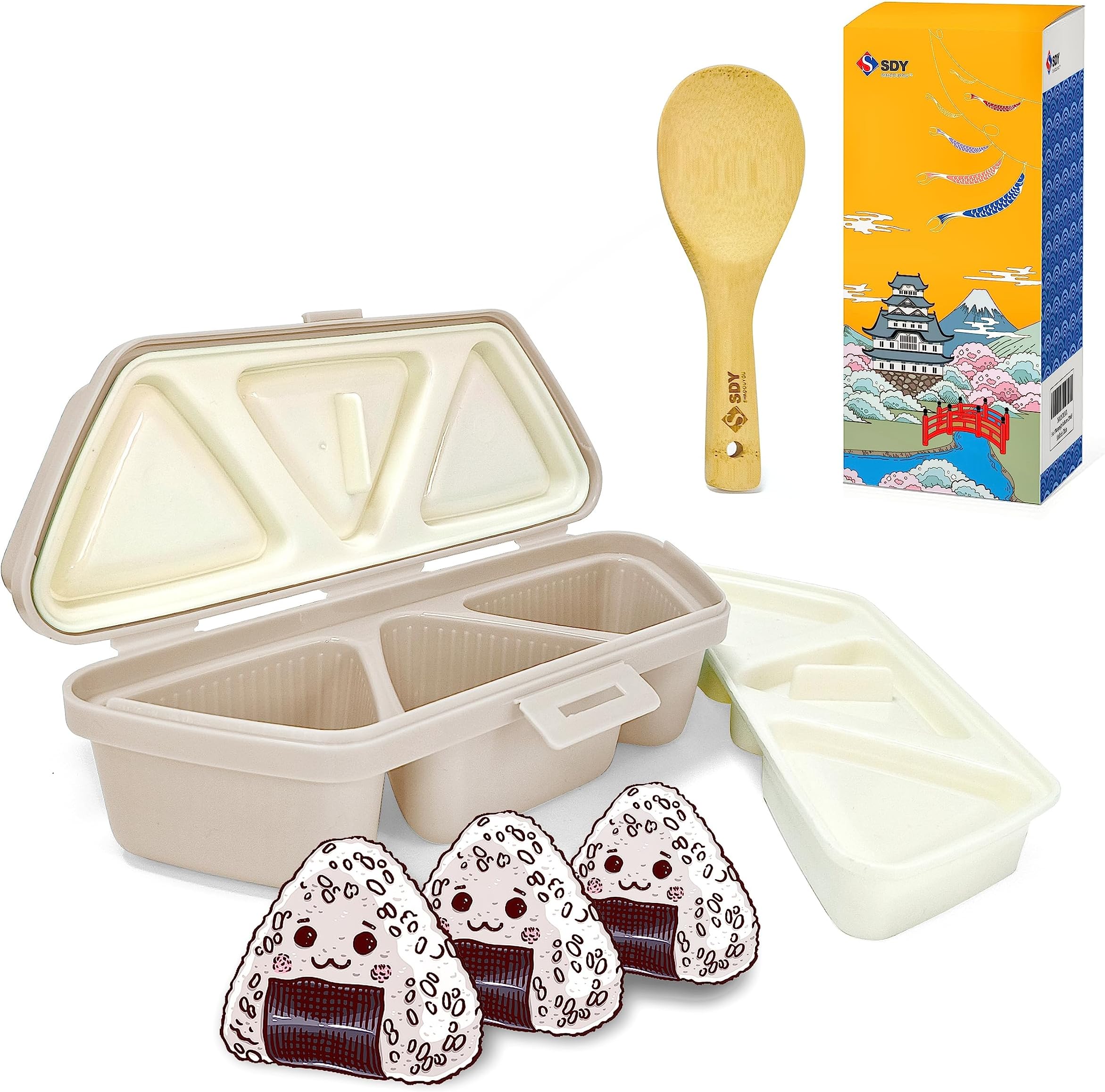 Amazon.com | Sushi Onigiri Mold, Musubi Maker Kit, Food Grade Onigiri ...