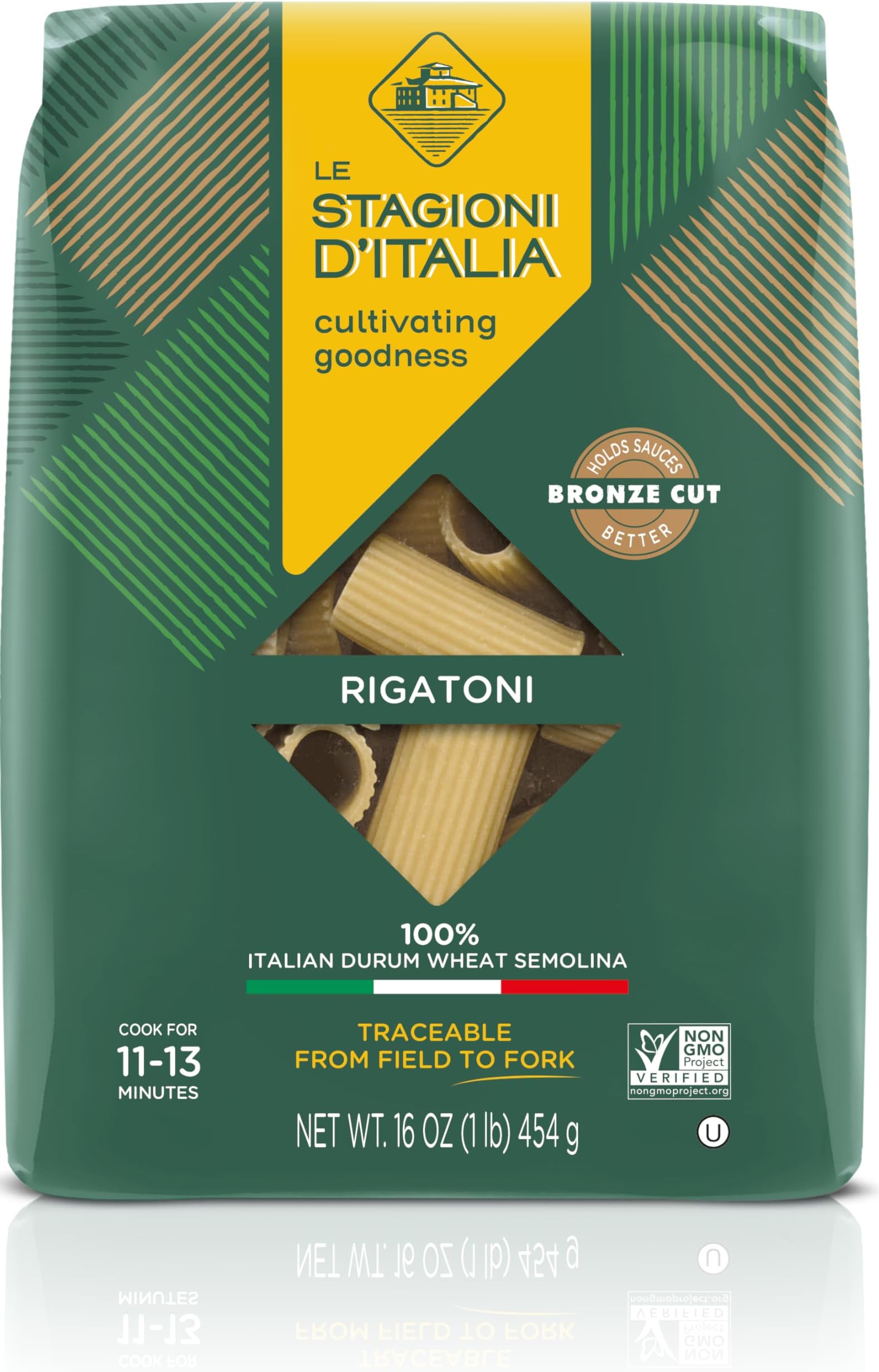 Amazon.com : Le Stagioni D’Italia Rigatoni Pasta - 16 oz. Non-GMO Pasta ...