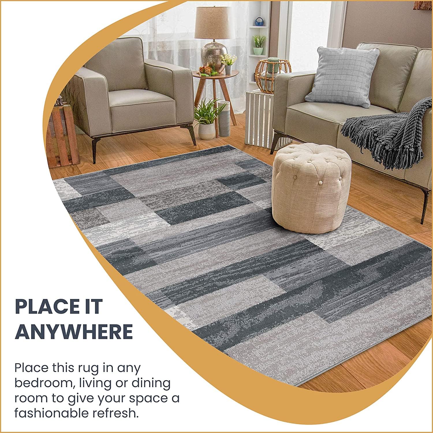 Snapklik.com : SUPERIOR Indoor Area Rug, Jute Backed, Modern Geometric ...