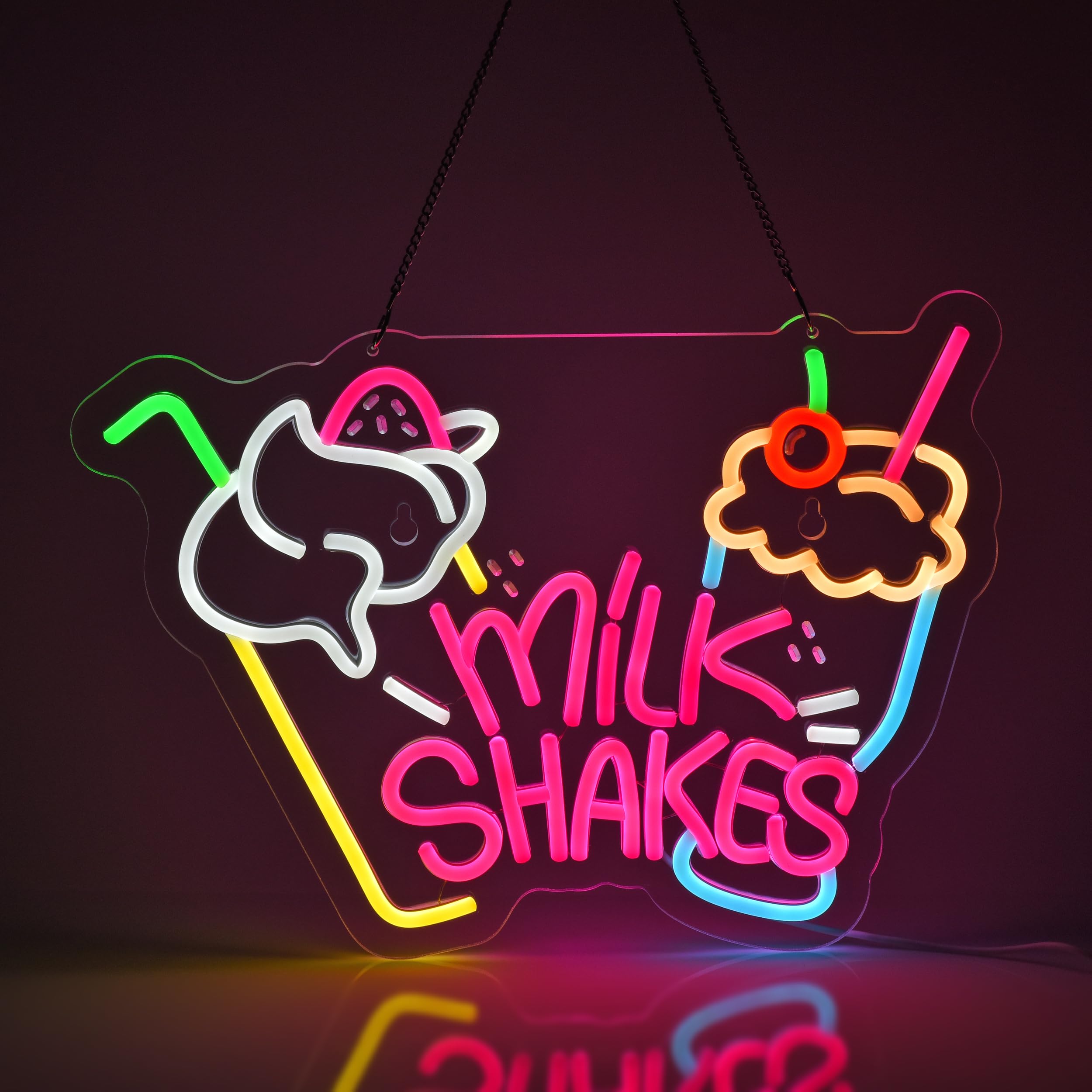 Amazon.com : JOMOSPO Milk Shakes Neon Sign, Neon Lights Hanging Wall ...