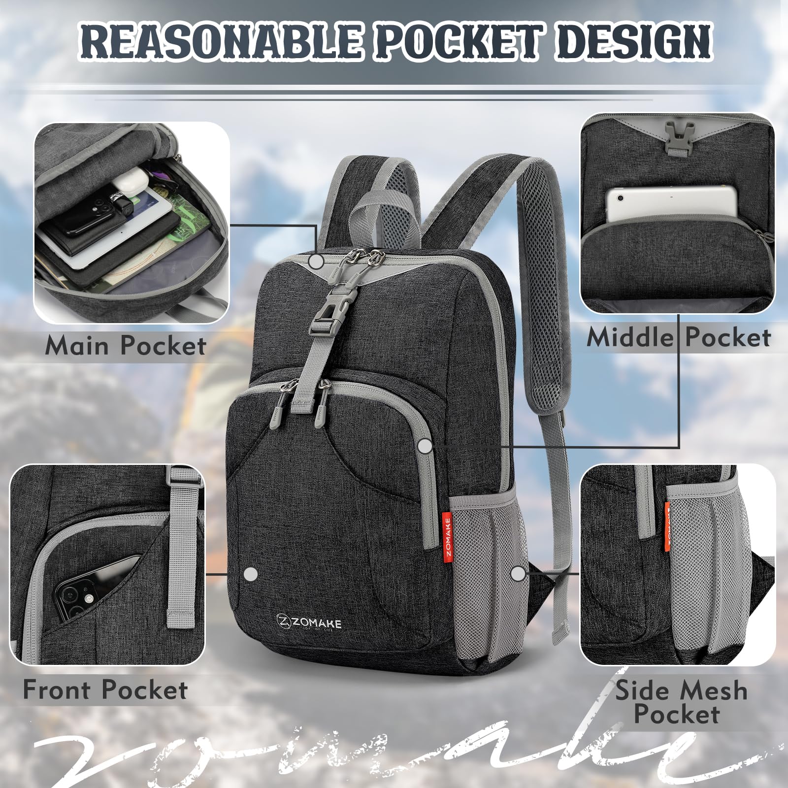 Snapklik.com : ZOMAKE Ultra Lightweight Backpack 10L, Small Hiking ...