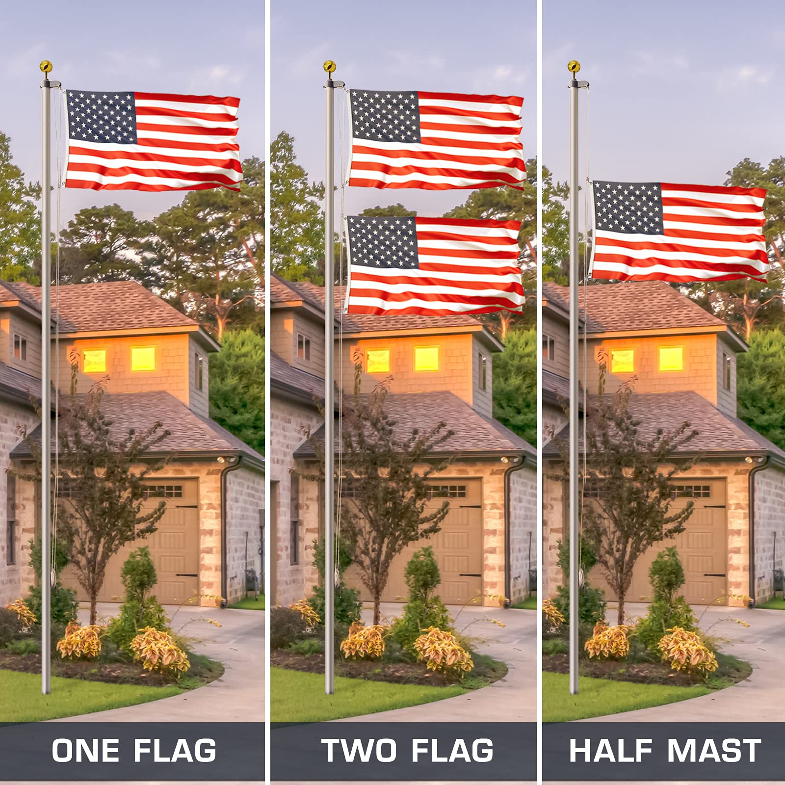 Snapklik.com : Hooomyai 25FT Sectional Flag Pole Kit, Heavy Duty ...