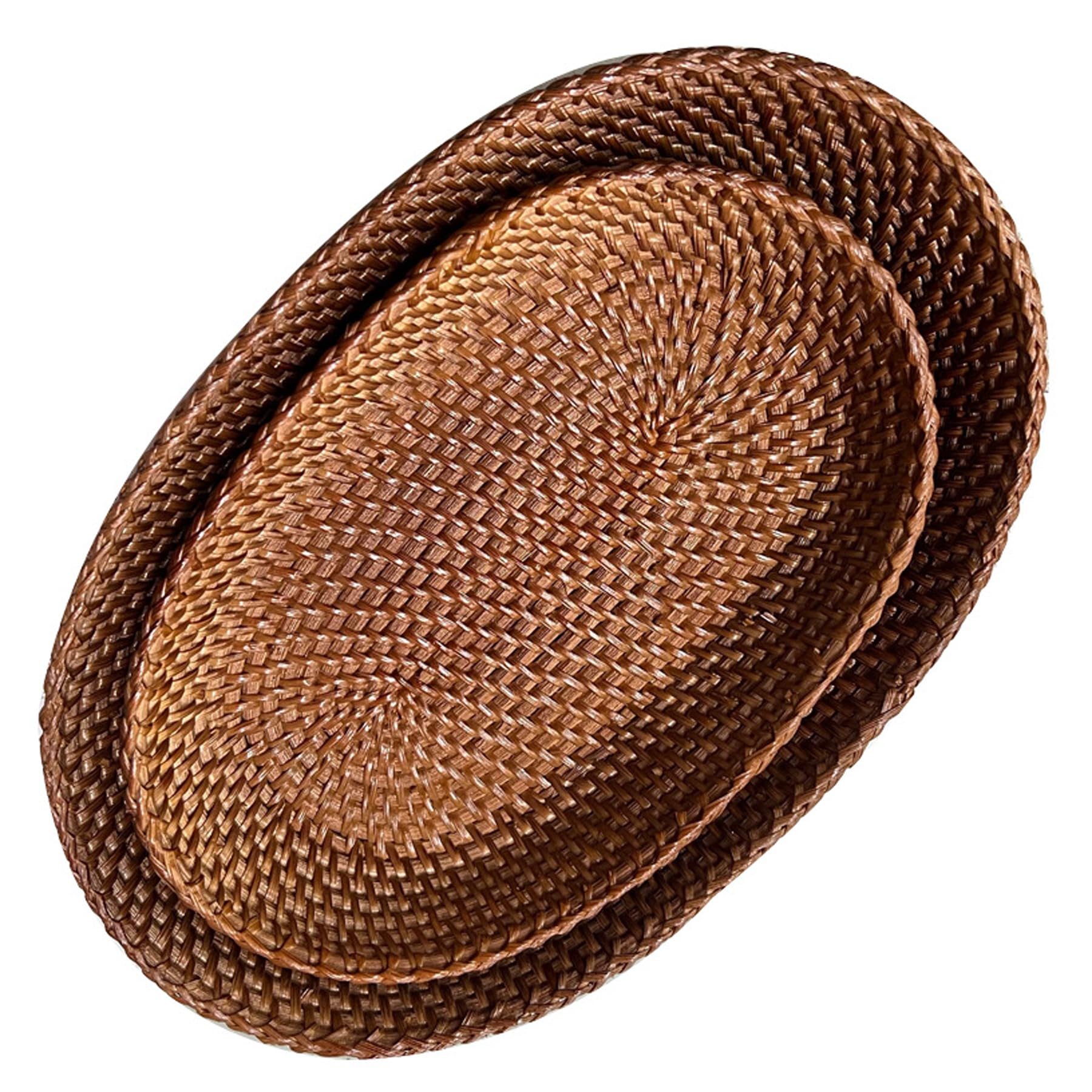 Amazon.com: i-lan Set of 2 Rattan Honey Brown Oval Bread Baskets,12.5 ...