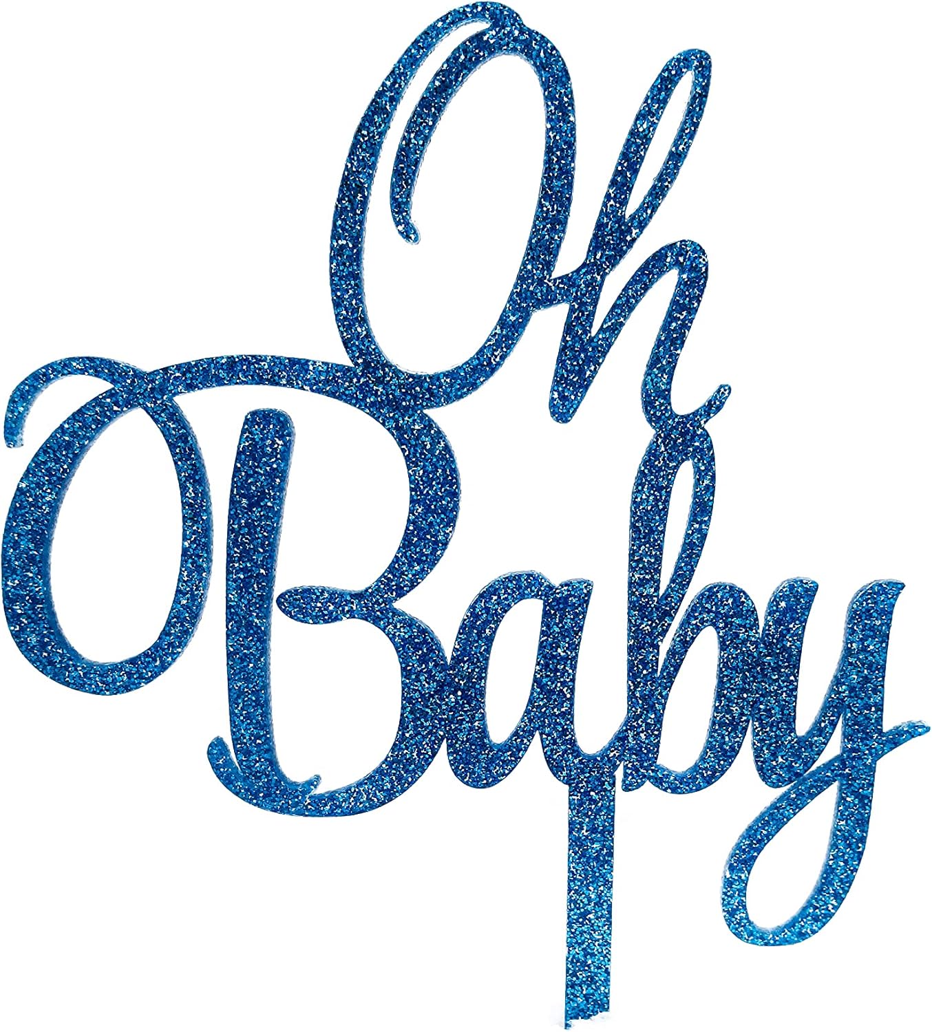 Amazon.com: Oh Baby Blue Glitter Cake Topper - Acrylic cake topper for ...