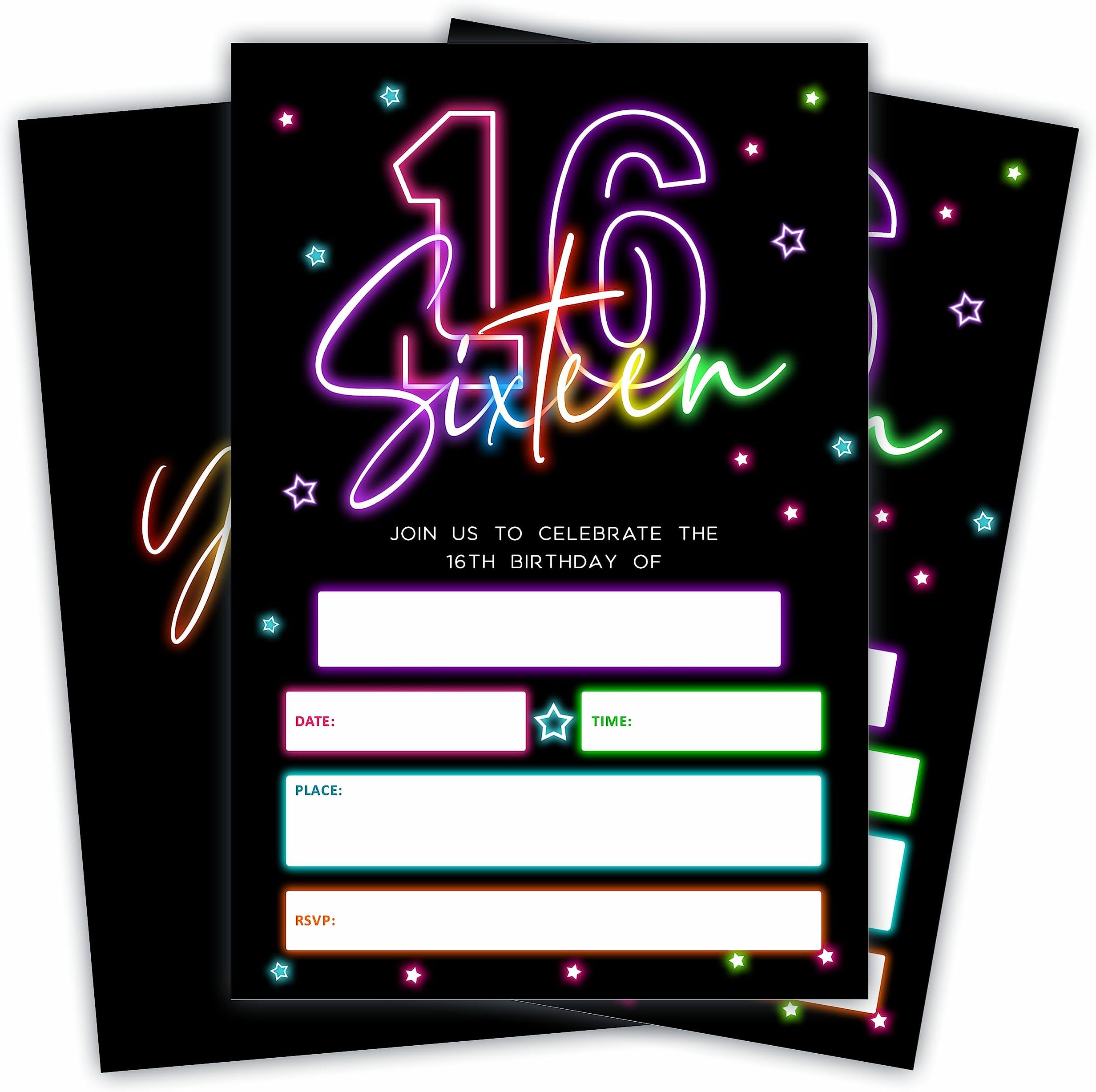 Amazon.com : LoaHak Pizza Birthday Invitation, Glow Birthday ...