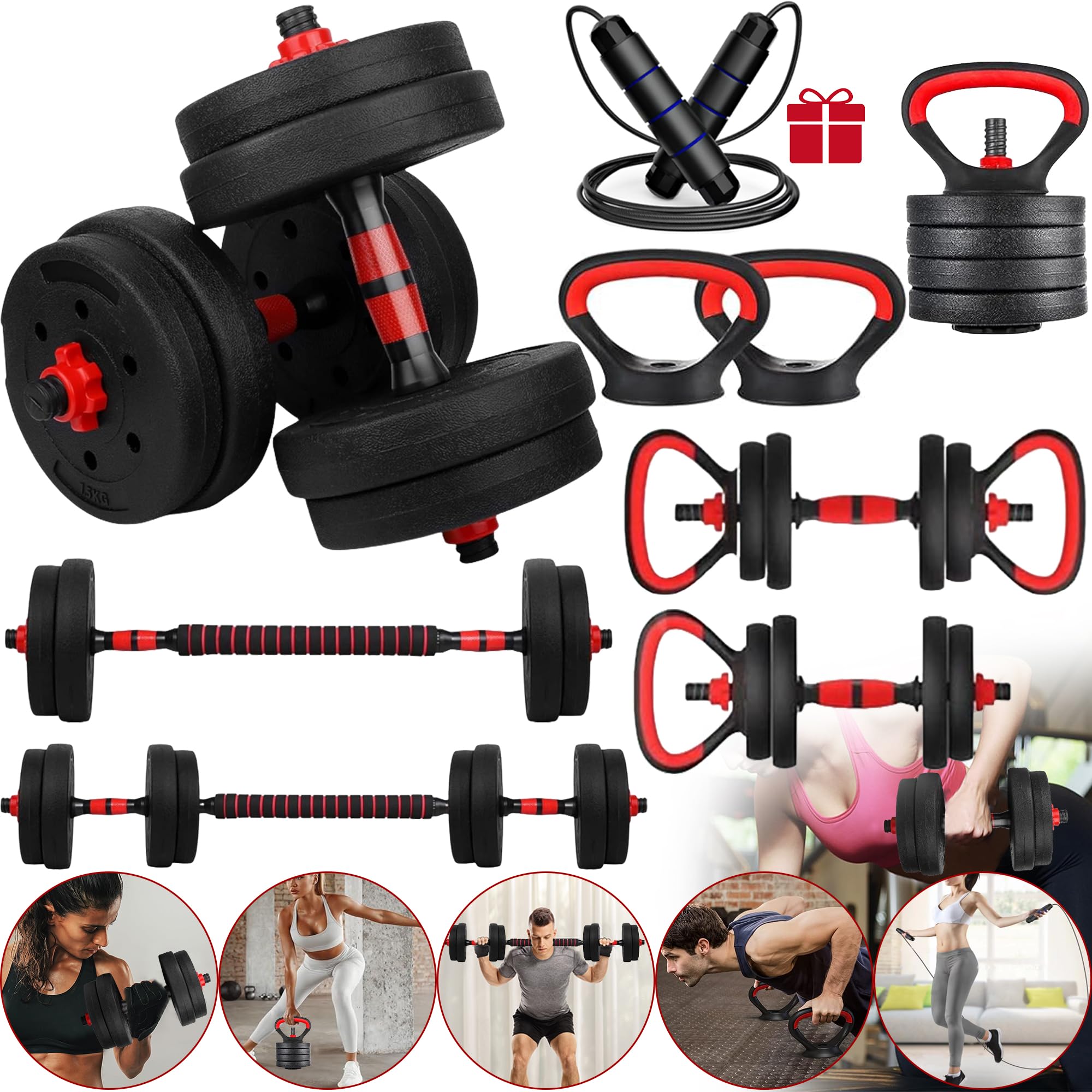 Juego de Mancuernas Ajustables 7 en 1,Kit de 33LB Pesas y Mancuernas ...