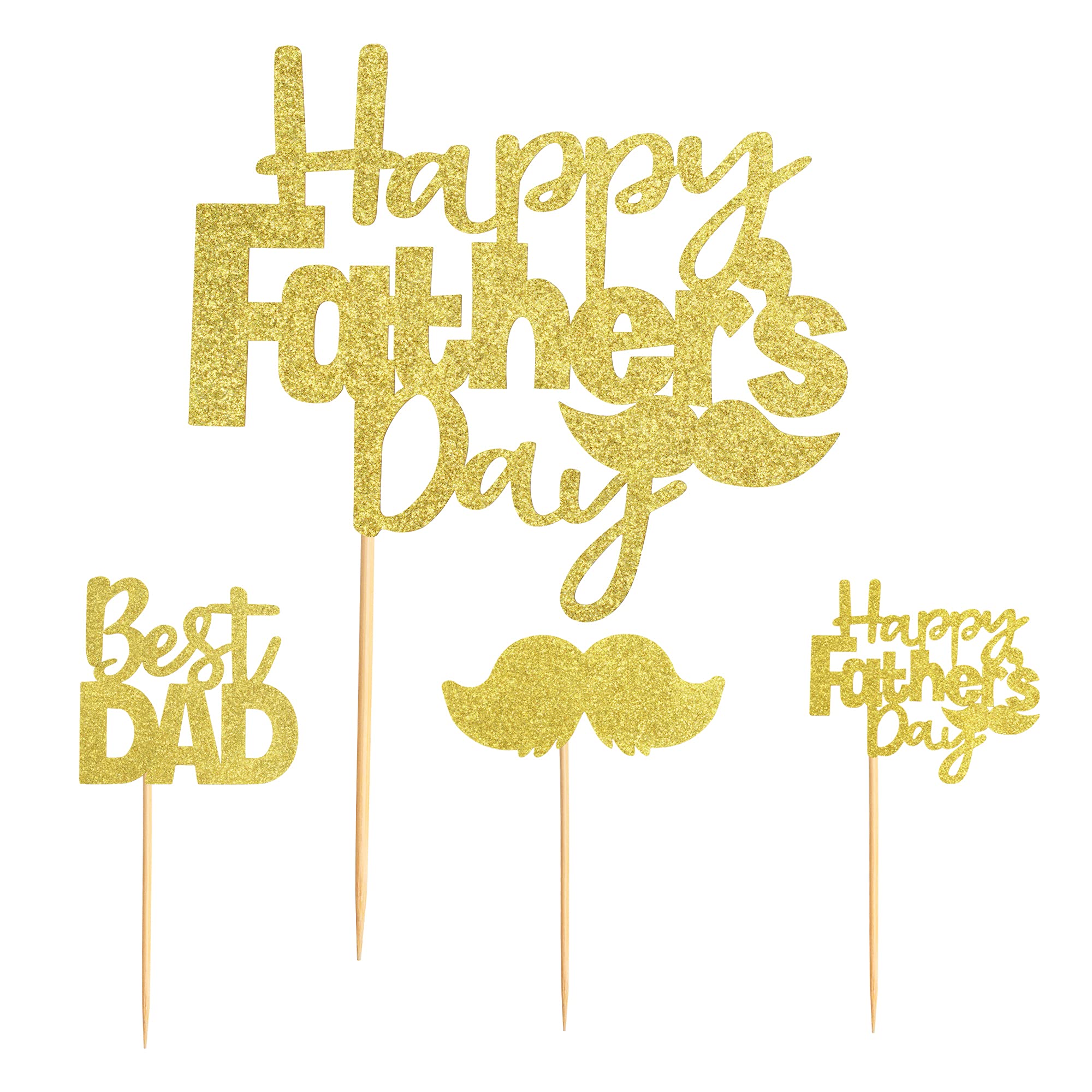 Snapklik.com : UNIMALL Pack Of 25 Gold Glitter Best Dad Beard Cupcake ...