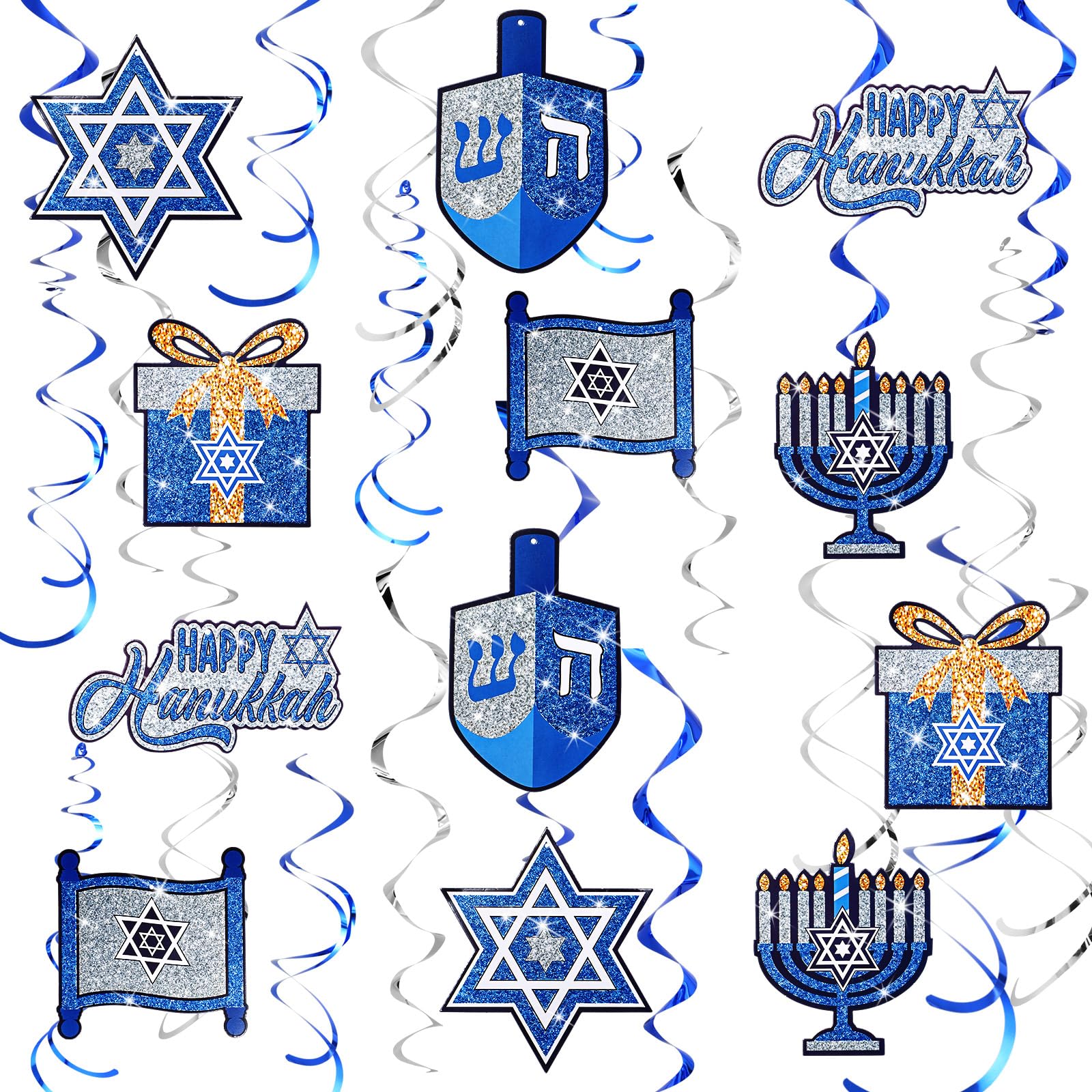 Amazon.com: Vercraft 36pcs Hanukkah Decorations Swirls with Foil ...