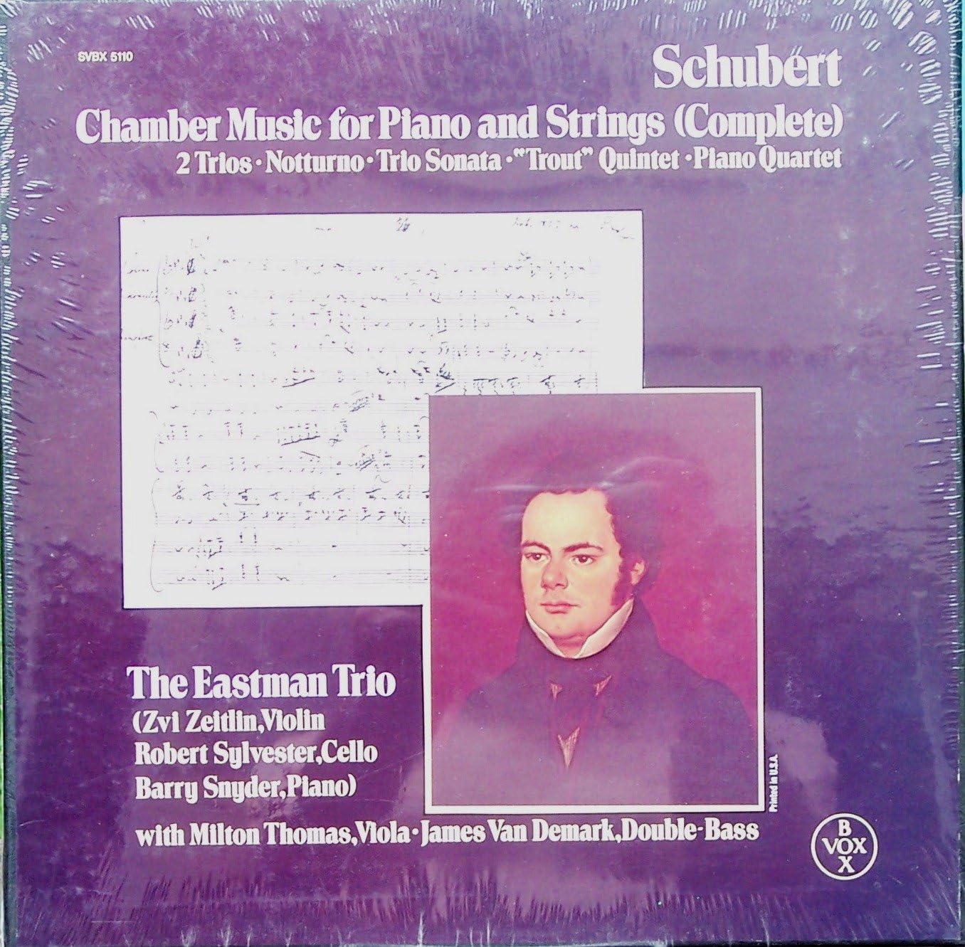 Schubert: Chamber Music for Piano and Strings (Complete). Eastman Trio ...