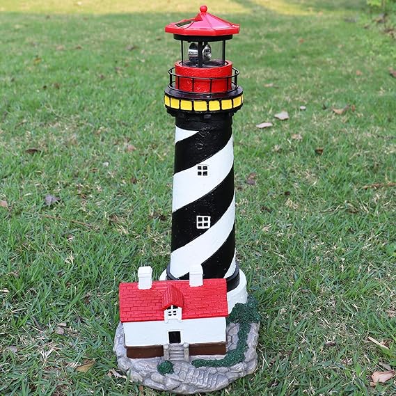 Amazon.com: ROSYCOUD 18" Solar Lighthouse with Rotating Beacon,Big ...