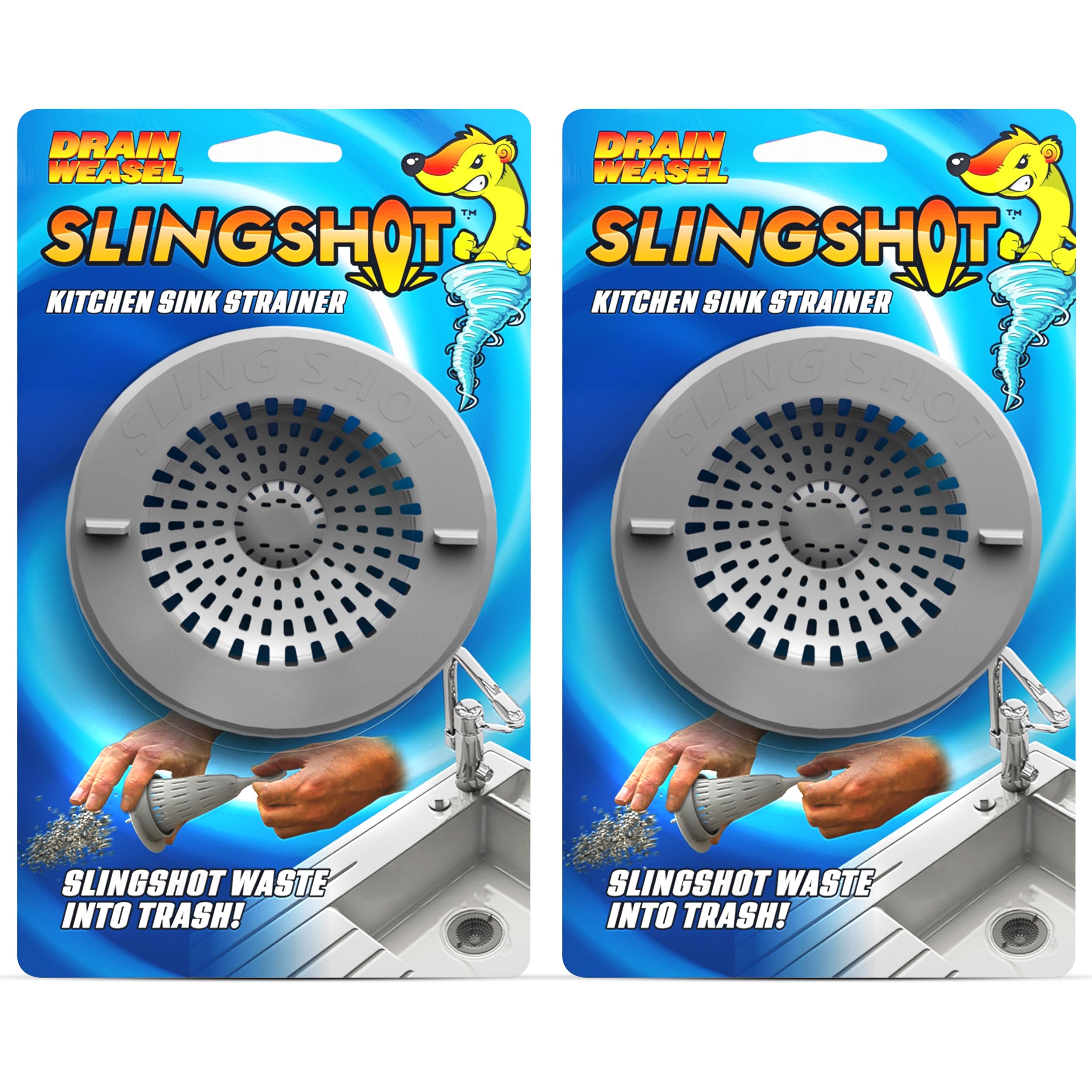 Amazon.com: Drain Weasel Slingshot Kitchen Sink Drain Strainer, Food Catcher Basket, 2 Pack ...