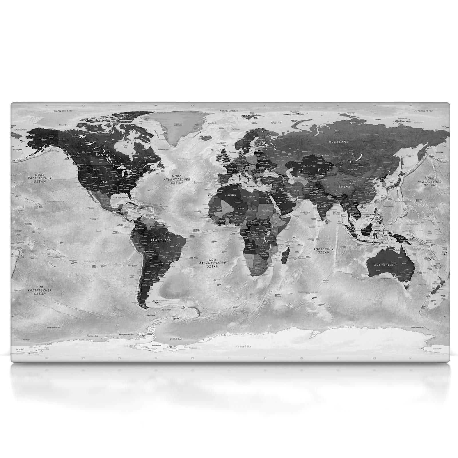 Physical Map Of World Black And White
