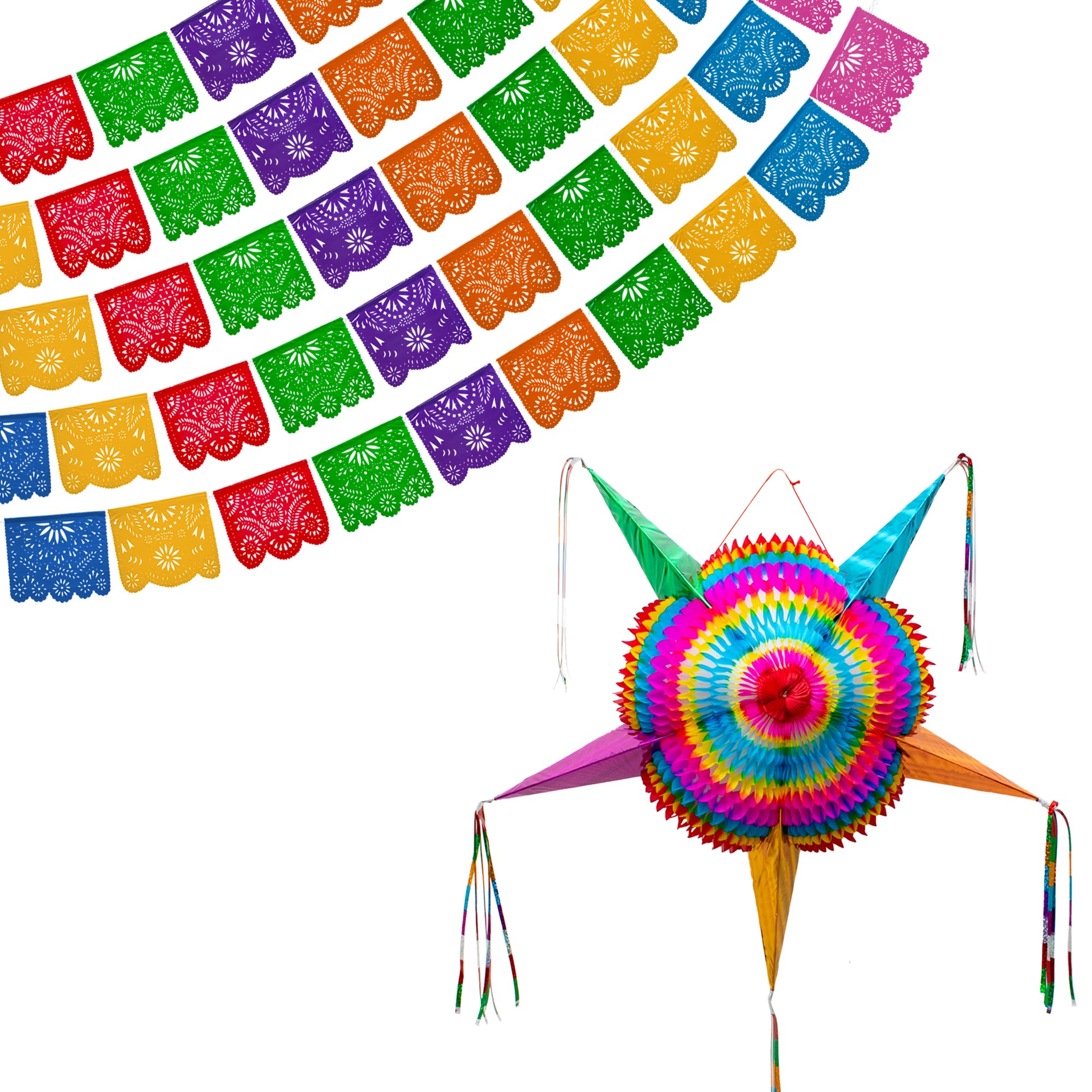 Amazon.com: Mexican Party Banners (5 Pack with 10 Multicolor Plastic ...