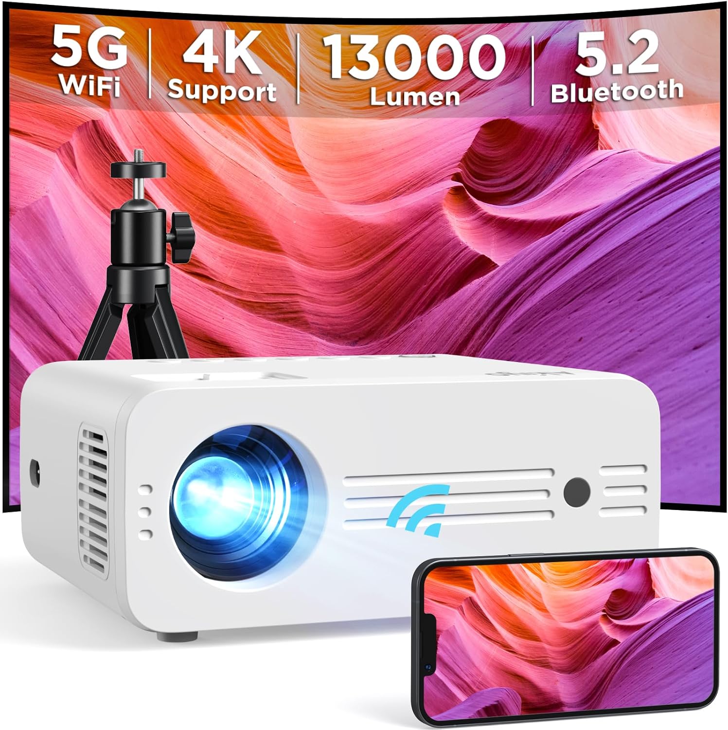 Videoprojecteur, AKIYO Projecteur 13000 Lumens 5G WiFi Bluetooth ...