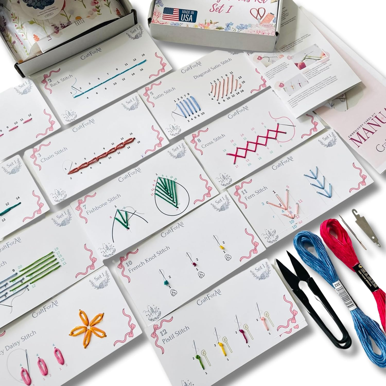 Amazon.com: Perforated Embroidery Stitch Cards Starter DIY Kit ...