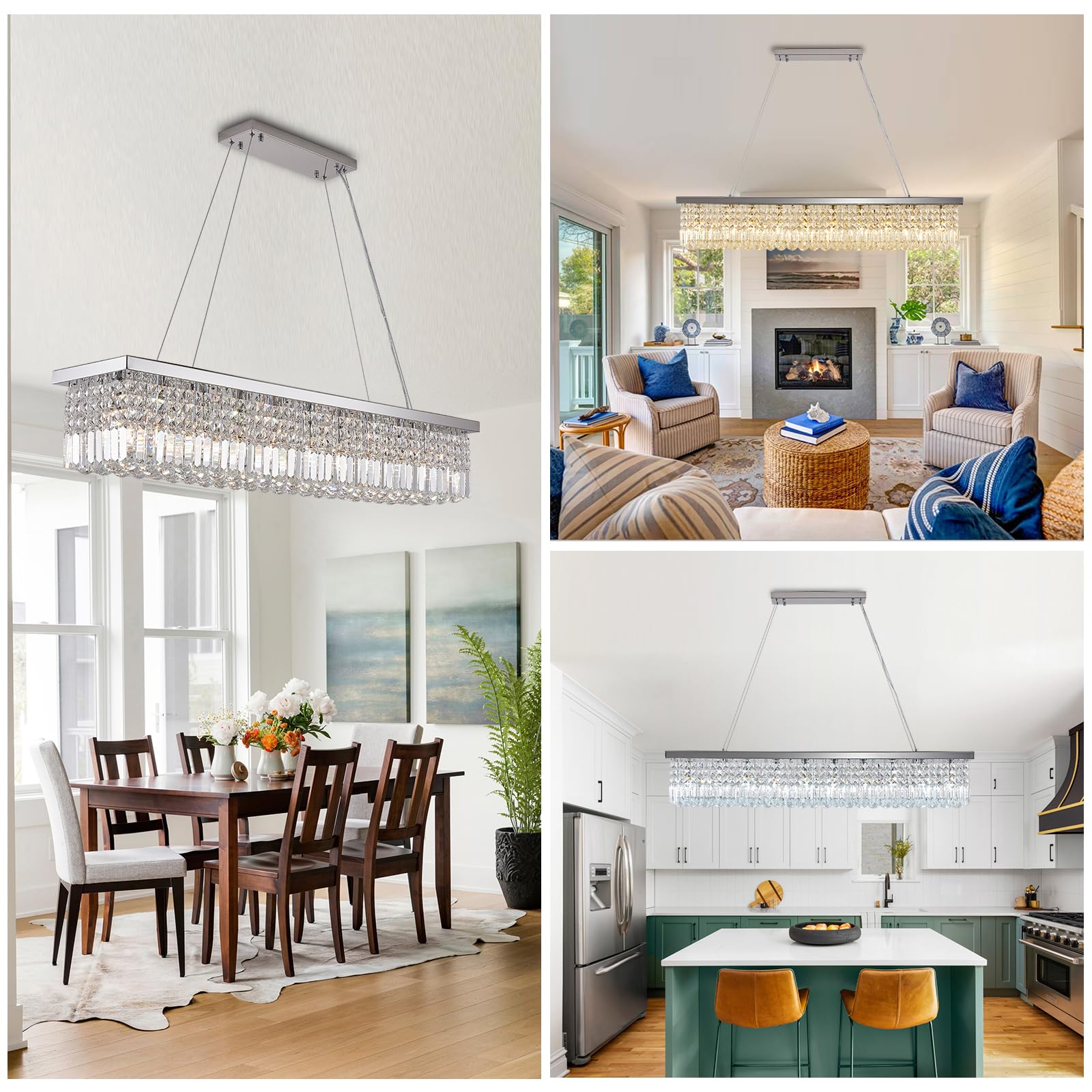 Snapklik.com : PAFRUMGE Rectangle K9 Crystal Chandelier L47 11 Light Large Modern Rectangular ...