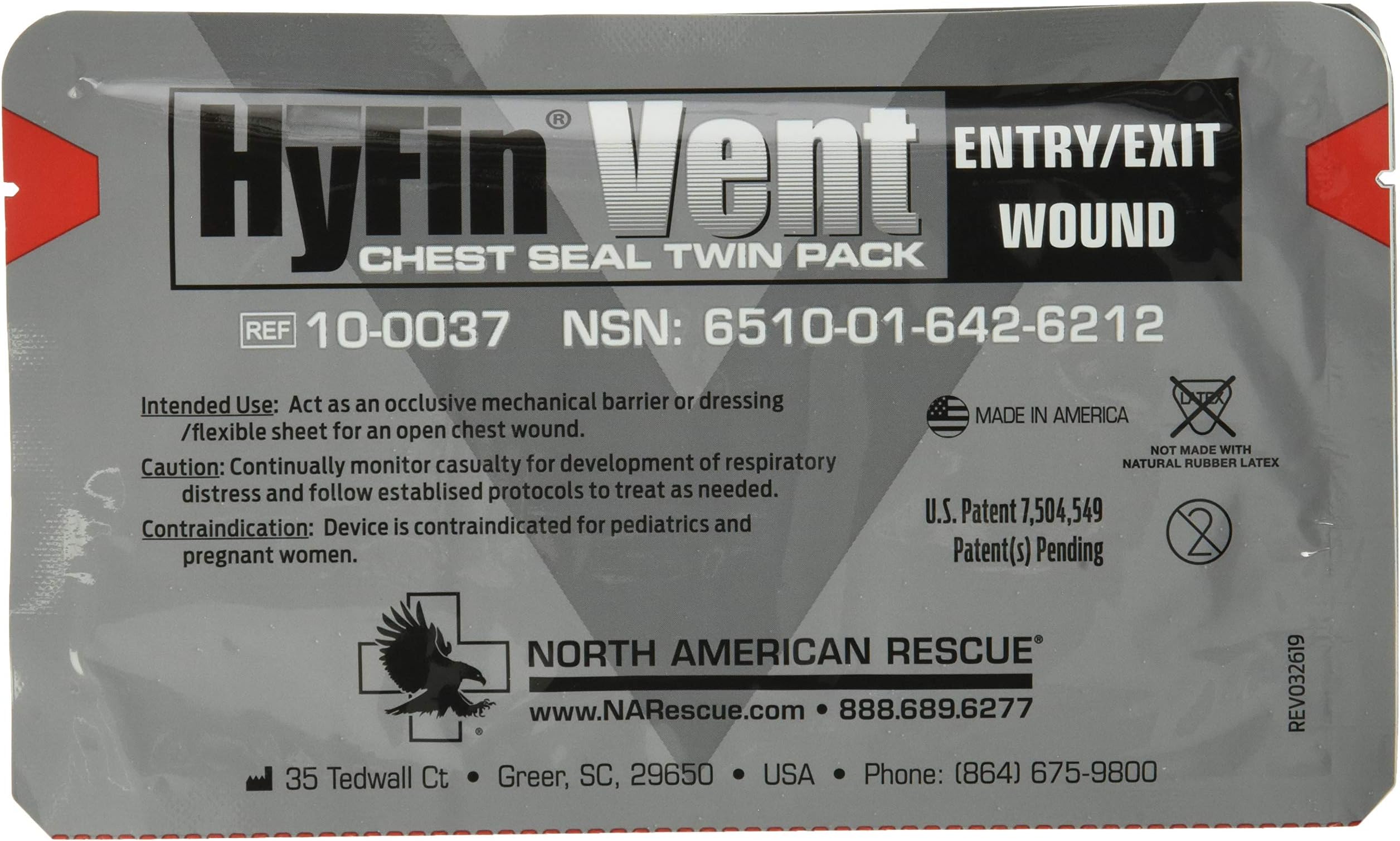 Amazon.com: North American Rescue Hyfin Vent Chest Seal, Original ...