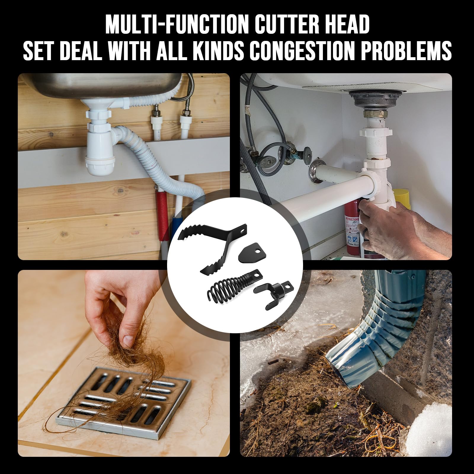 Snapklik.com : POPULO 4-Piece Drain Snake Drill Attachment - Tackle Any ...