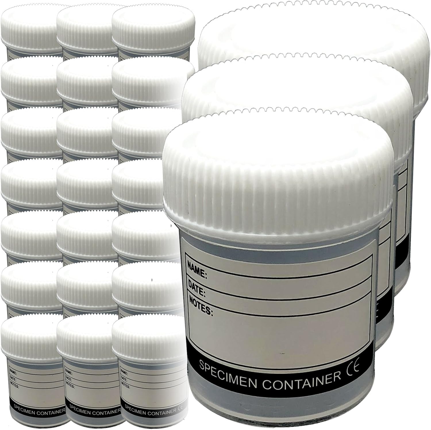 Qualicare 24 x 60ML LABELLED SPECIMEN UNIVERSAL WHITE LID POLYPROPYLENE ...