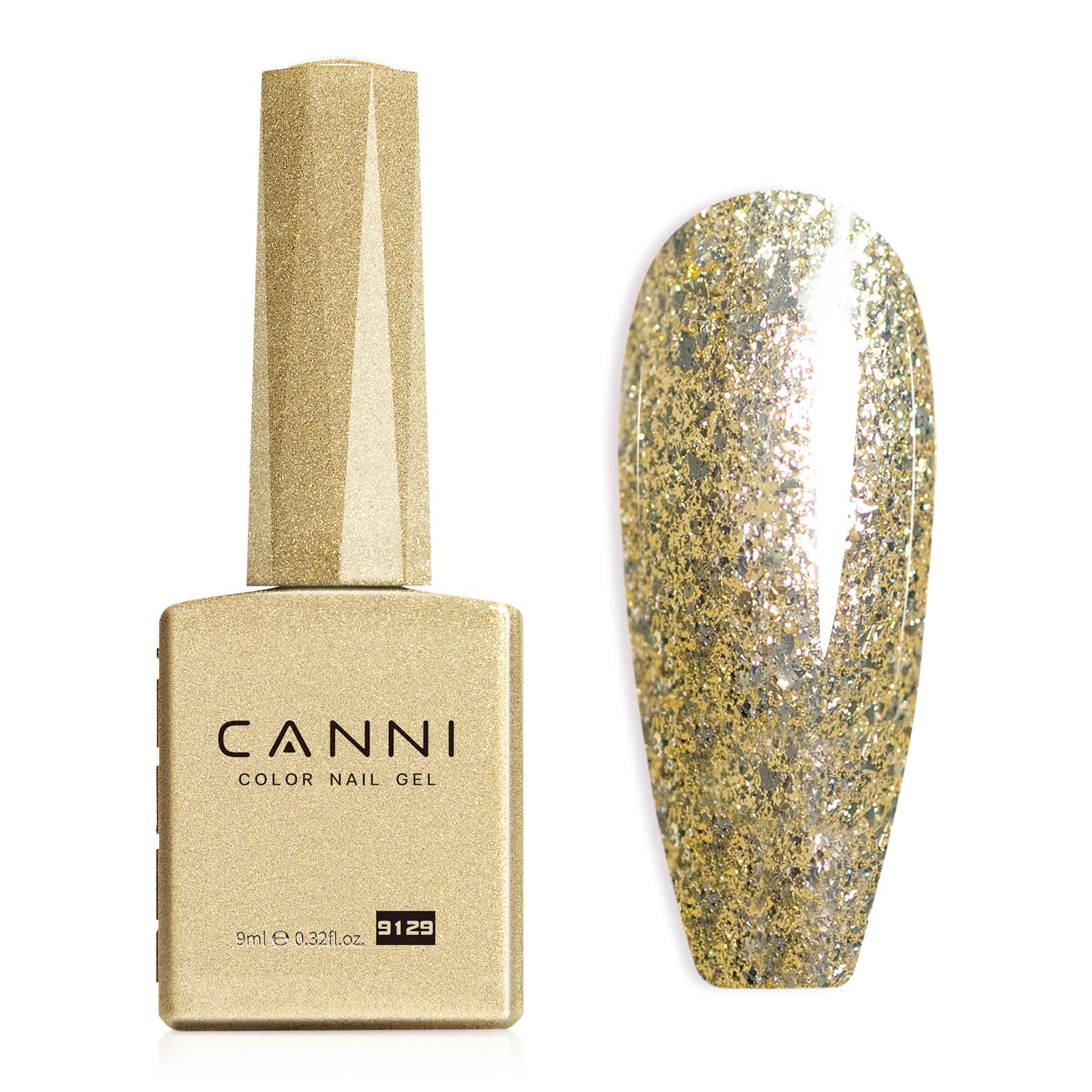 Amazon.com : CANNI Glitter Gold Gel Nail Polish, 1Pcs Gold Reflective ...