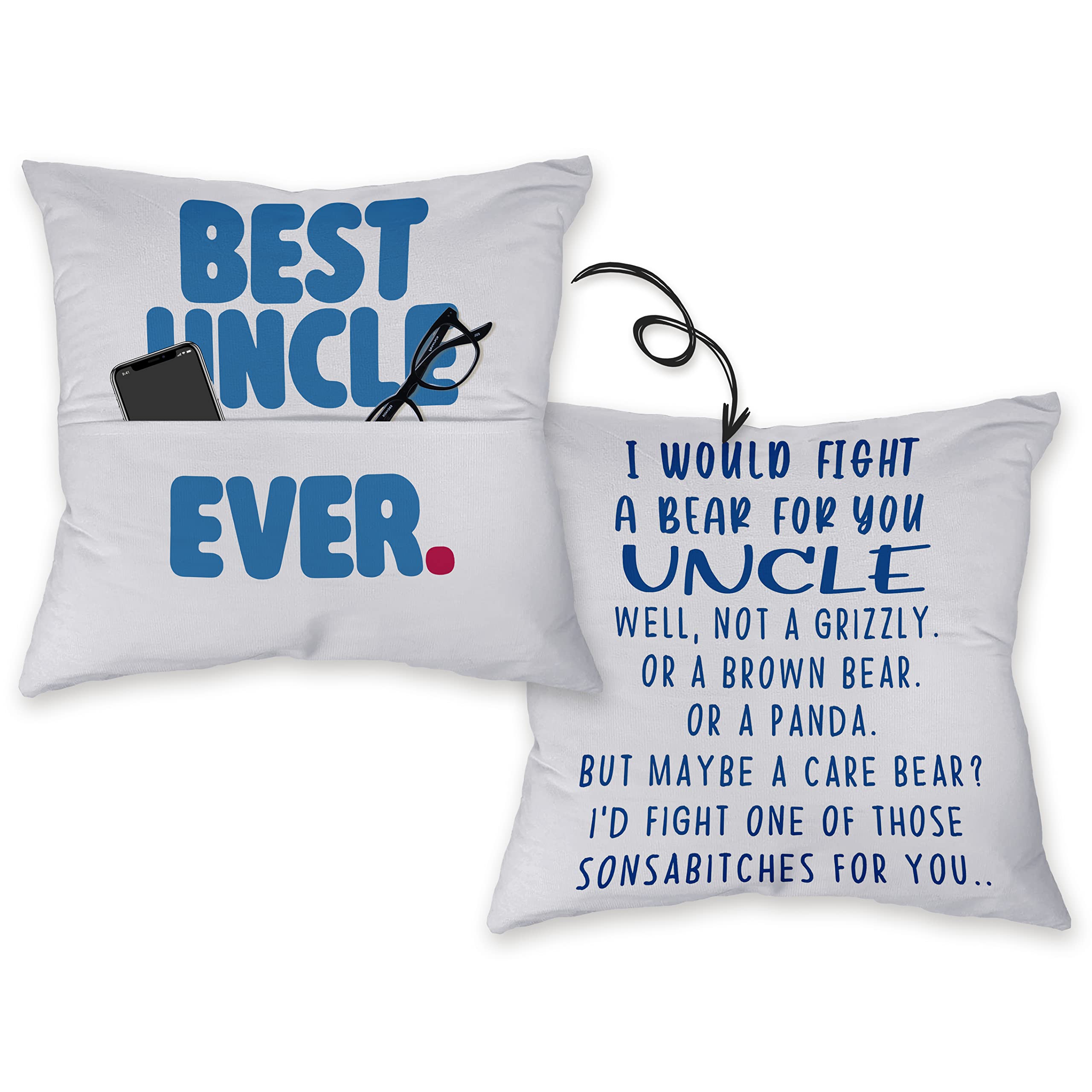 Best Uncle Ever Pocket Design Reversible Pillow Case, 18x18 inch Funny ...