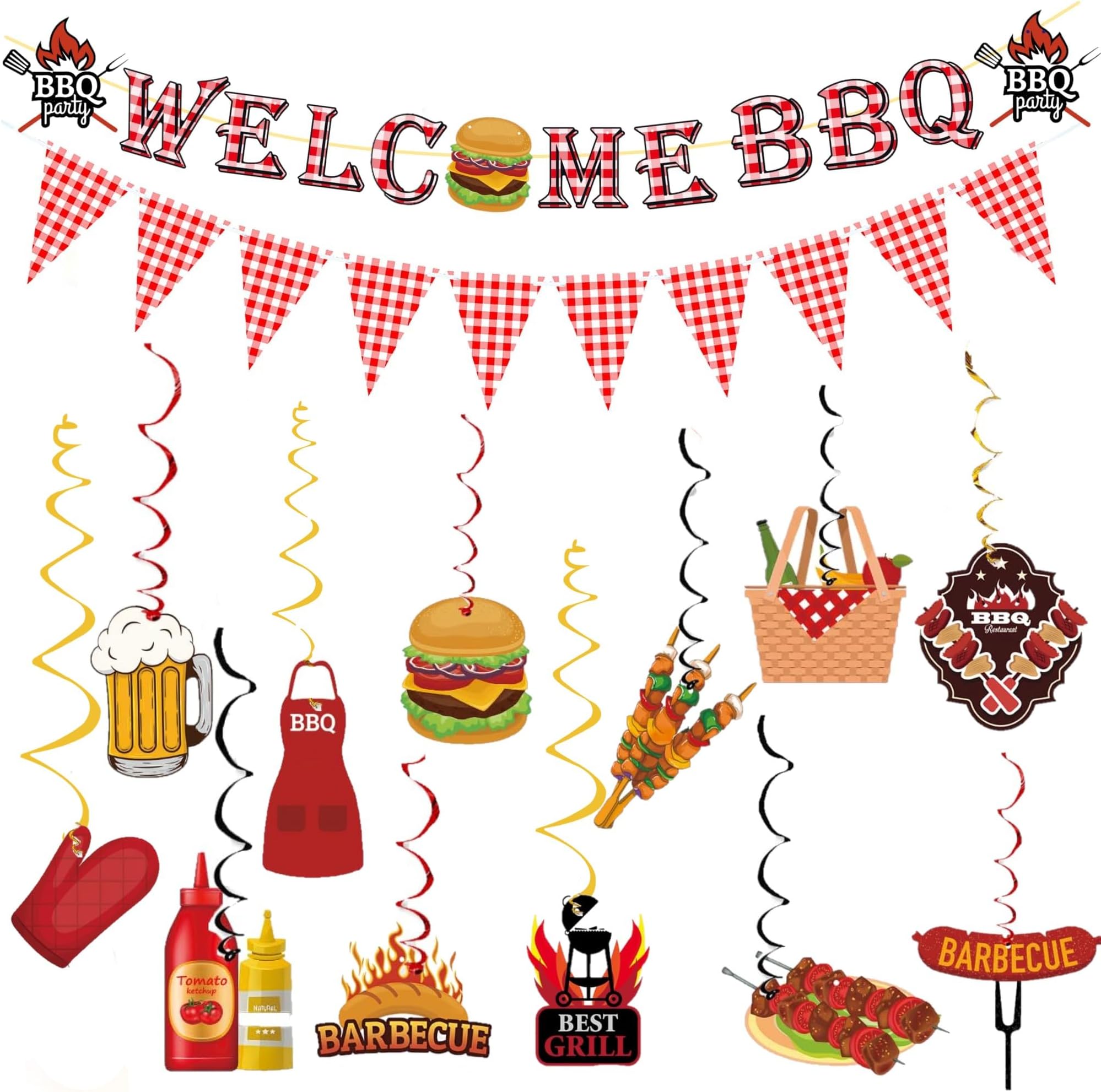 Amazon.com: BBQ Happy Birthday Banner for Barbecue Picnic Sauce Grill ...