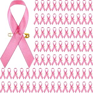 Amazon.com: 300 Pieces Pink Ribbon Pins Breast Cancer Awareness Satin Lapel Pins Hope Ribbon ...