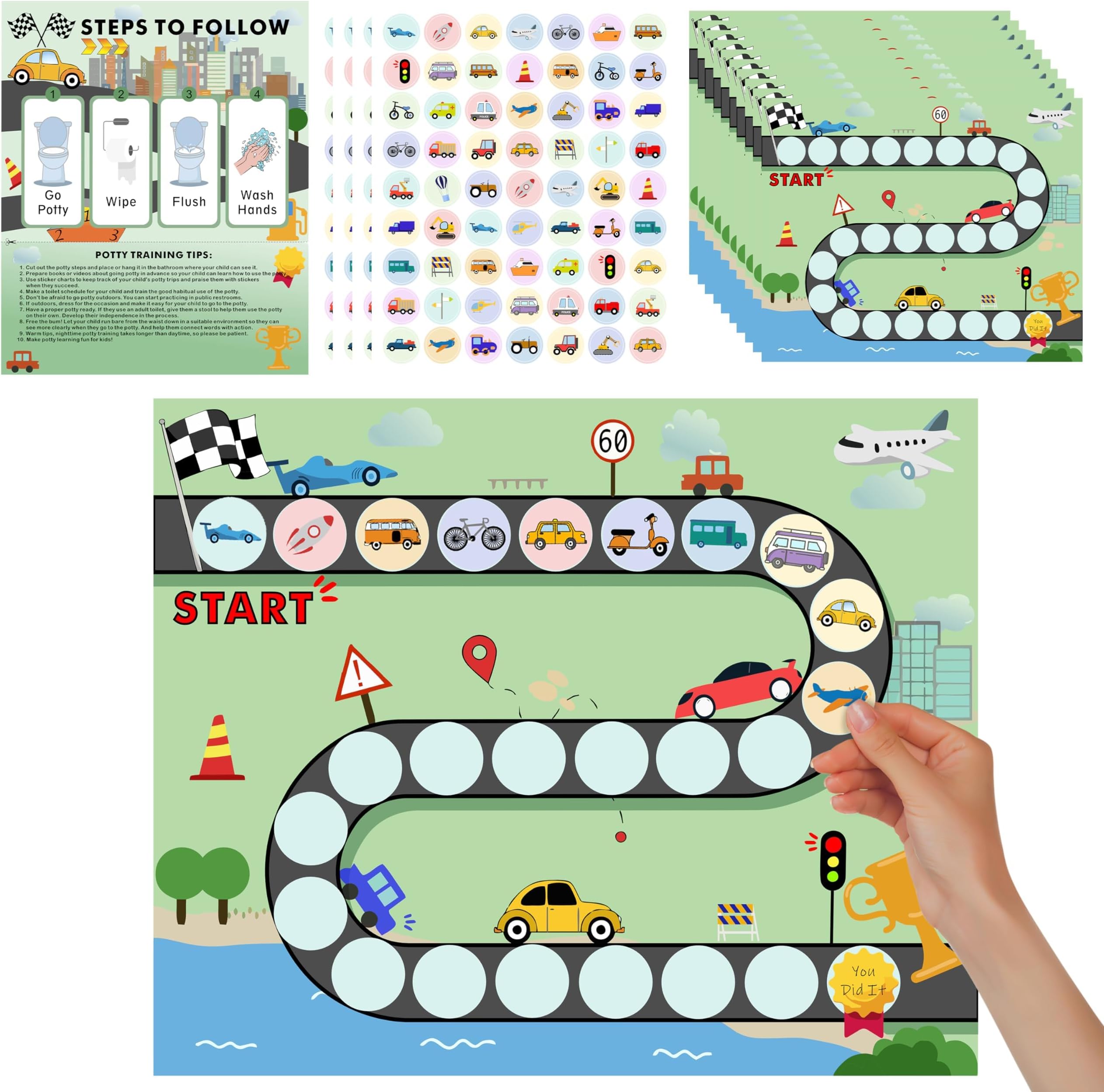 Amazon.com: ZCCLINN 15PCS Cars Potty Training Chart - Race Car ...