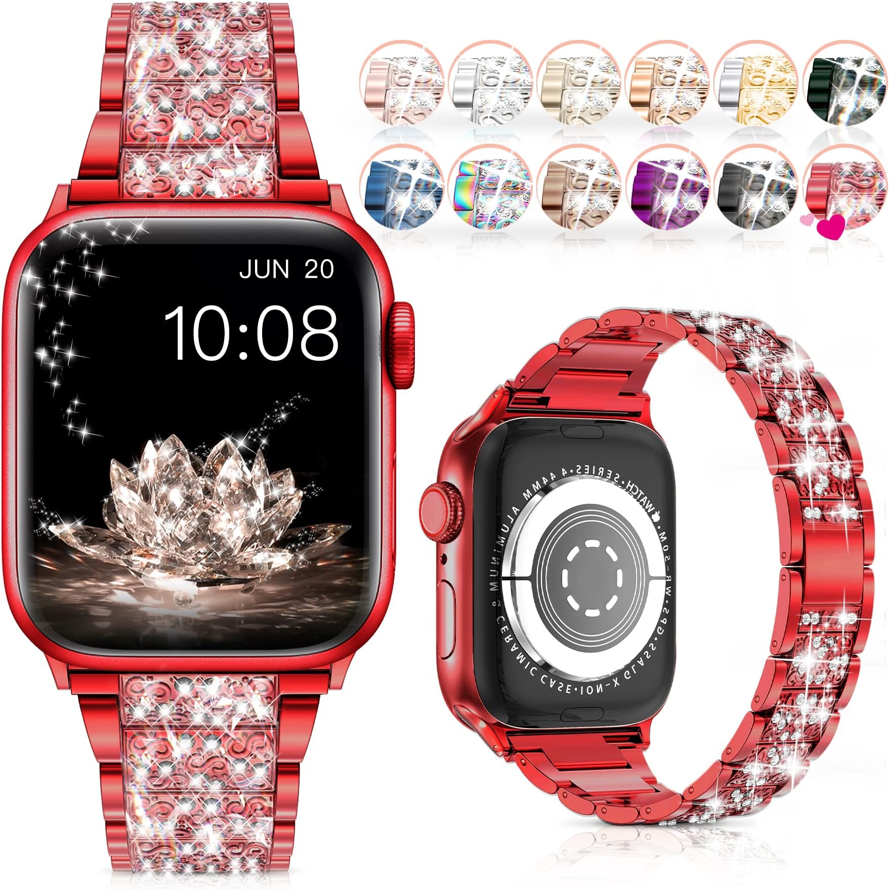 Amazon.com: MARGE PLUS Compatible with Bling Apple Watch Band Women 38mm 40mm 41mm Series 10 9 8 ...