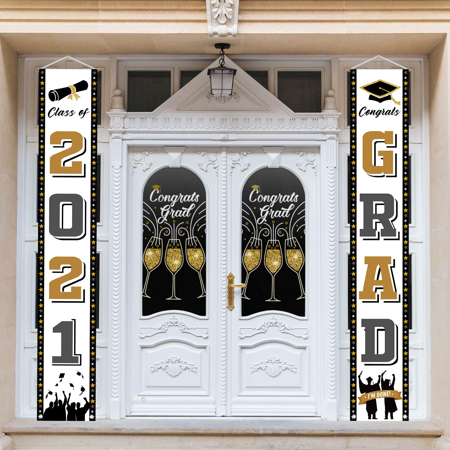 Whaline 2021 Graduation Porch Sign Congrats Grad Door Sign Class ...