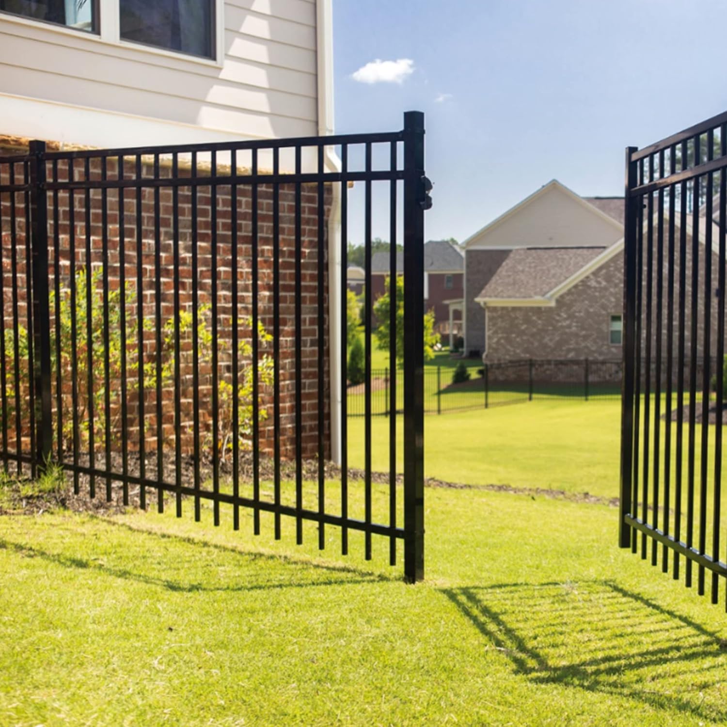 Amazon.com : Guardian Black Steel Fence Panel Style Easy Installation ...